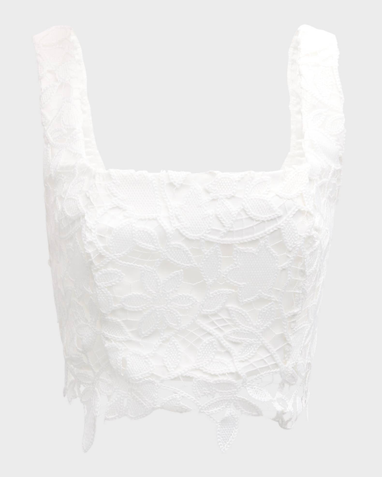 Milly Chay Floral Lace Crop Top | Neiman Marcus