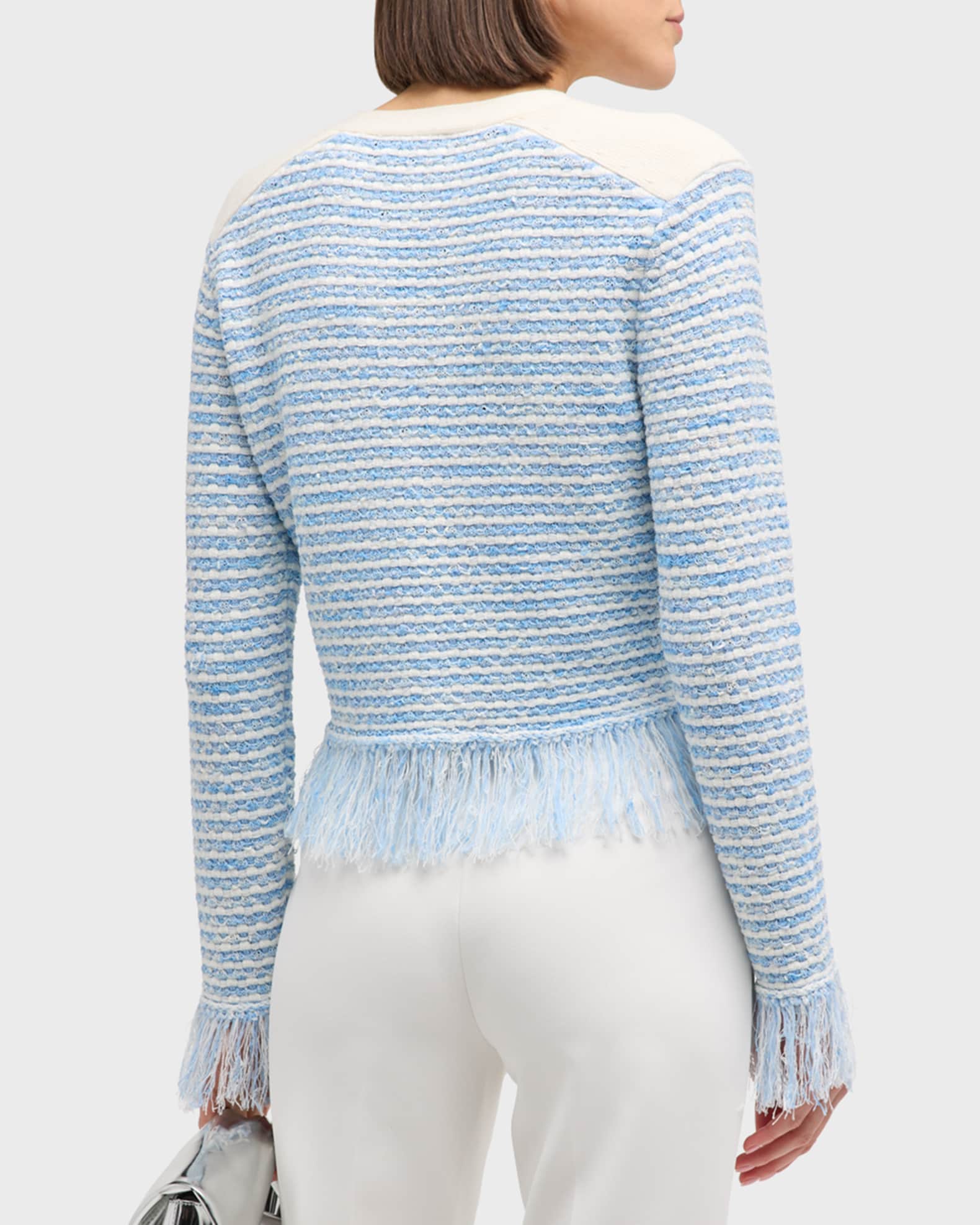 Milly Textured Fringe-Trim Jacket | Neiman Marcus