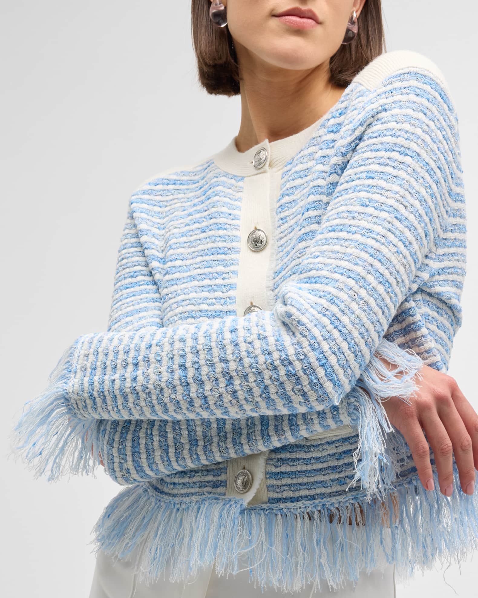 Milly Textured Fringe-Trim Jacket | Neiman Marcus