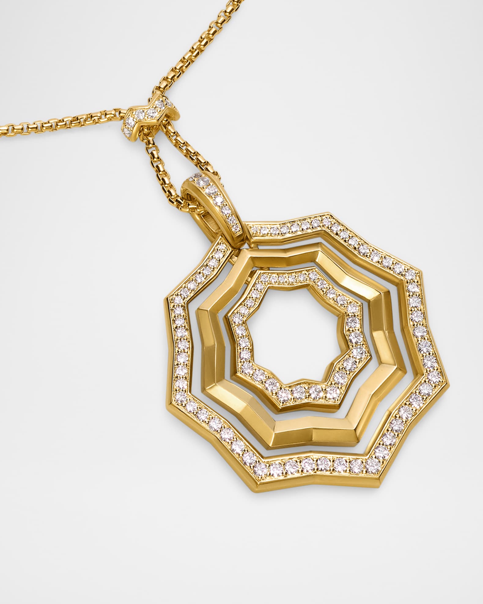 David Yurman Zig Zag Stax Pendant Necklace with Diamonds in 18K Gold ...