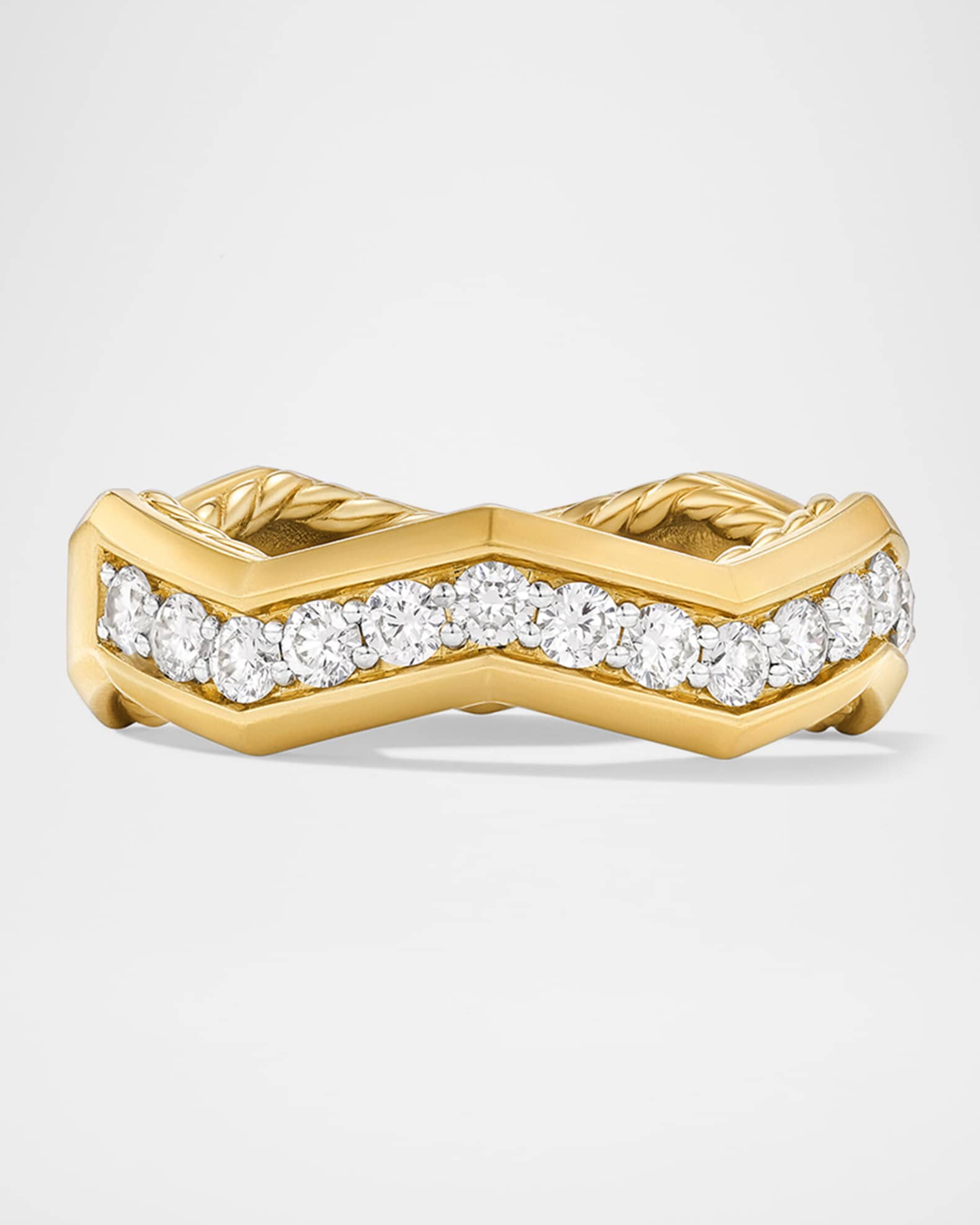 David Yurman Zig Zag Stax Ring with Diamonds in 18K Gold, 5mm | Neiman ...