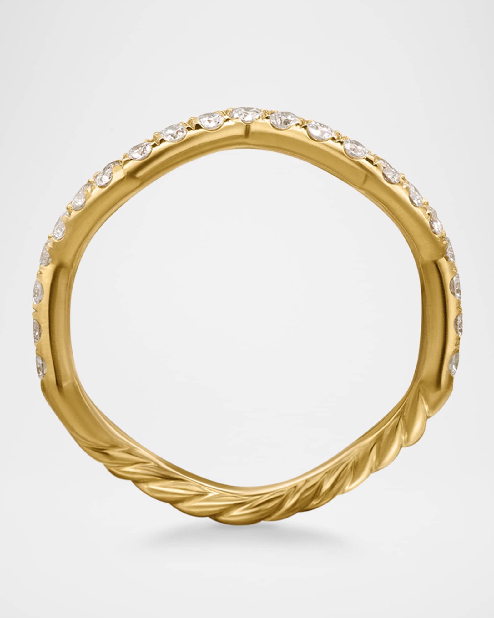 David Yurman Zig Zag Stax Ring with Diamonds in 18K Gold, 2mm | Neiman Marcus