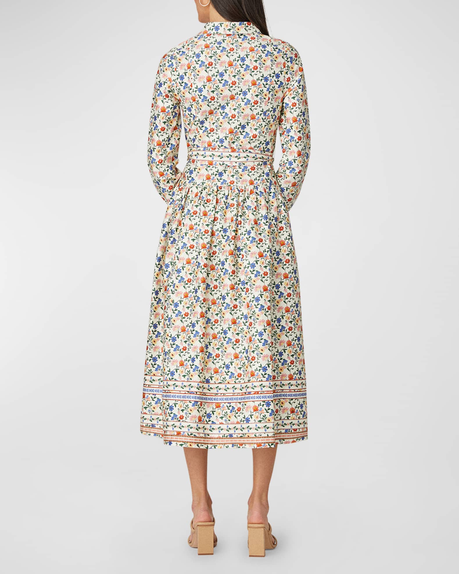 Shoshanna Kaitlyn Floral-Print Midi Shirtdress | Neiman Marcus