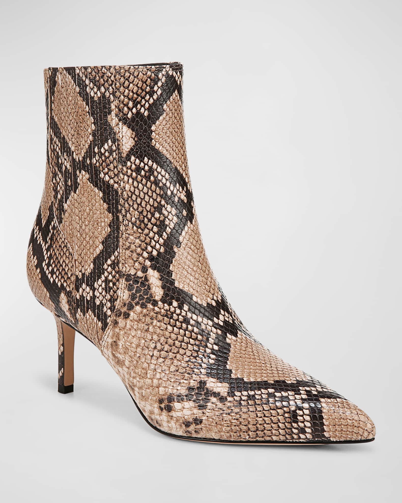 Veronica Beard Lisa Snake-Embossed Stiletto Booties | Neiman Marcus
