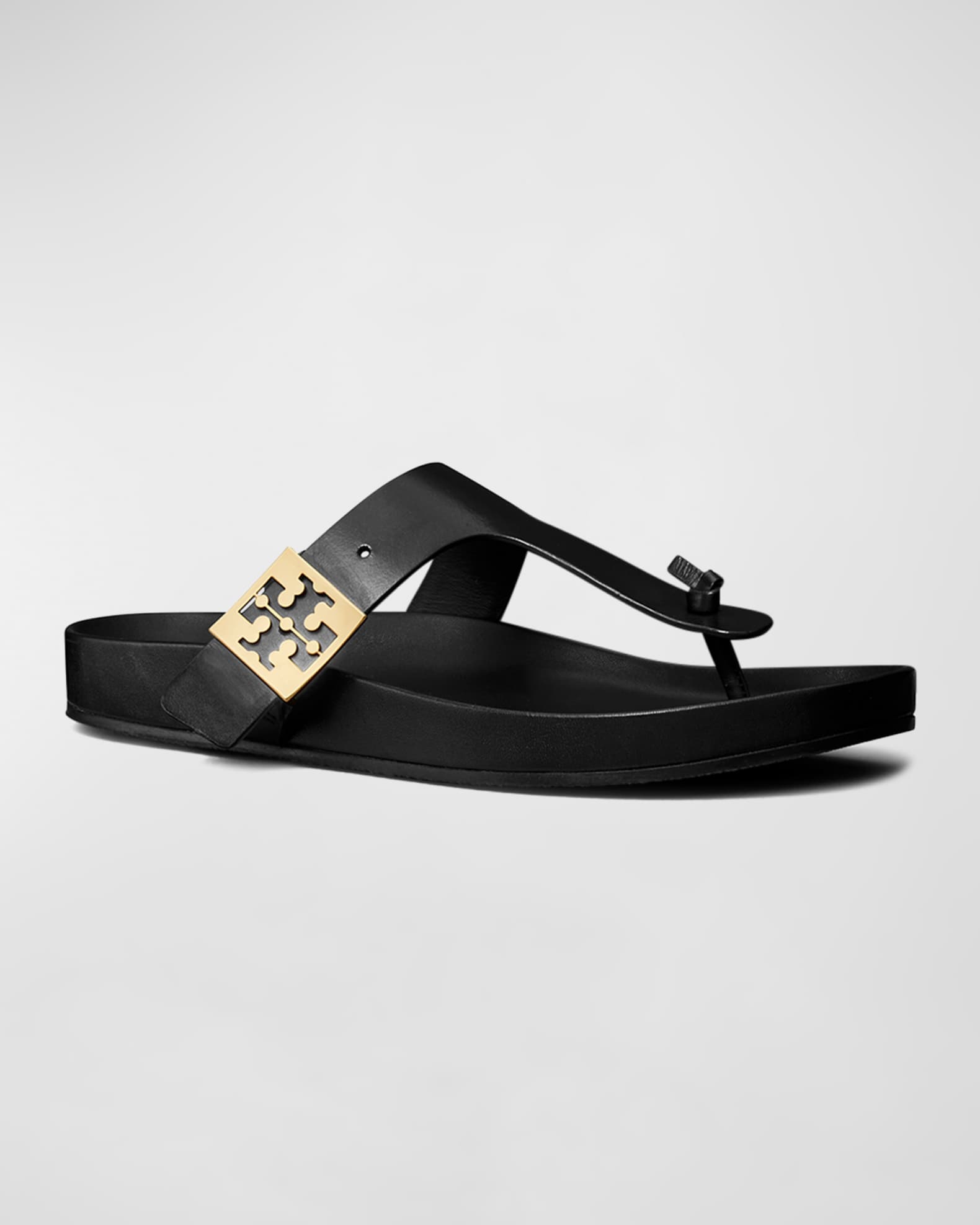 Tory Burch Mellow Leather Buckle Thong Sandals | Neiman Marcus