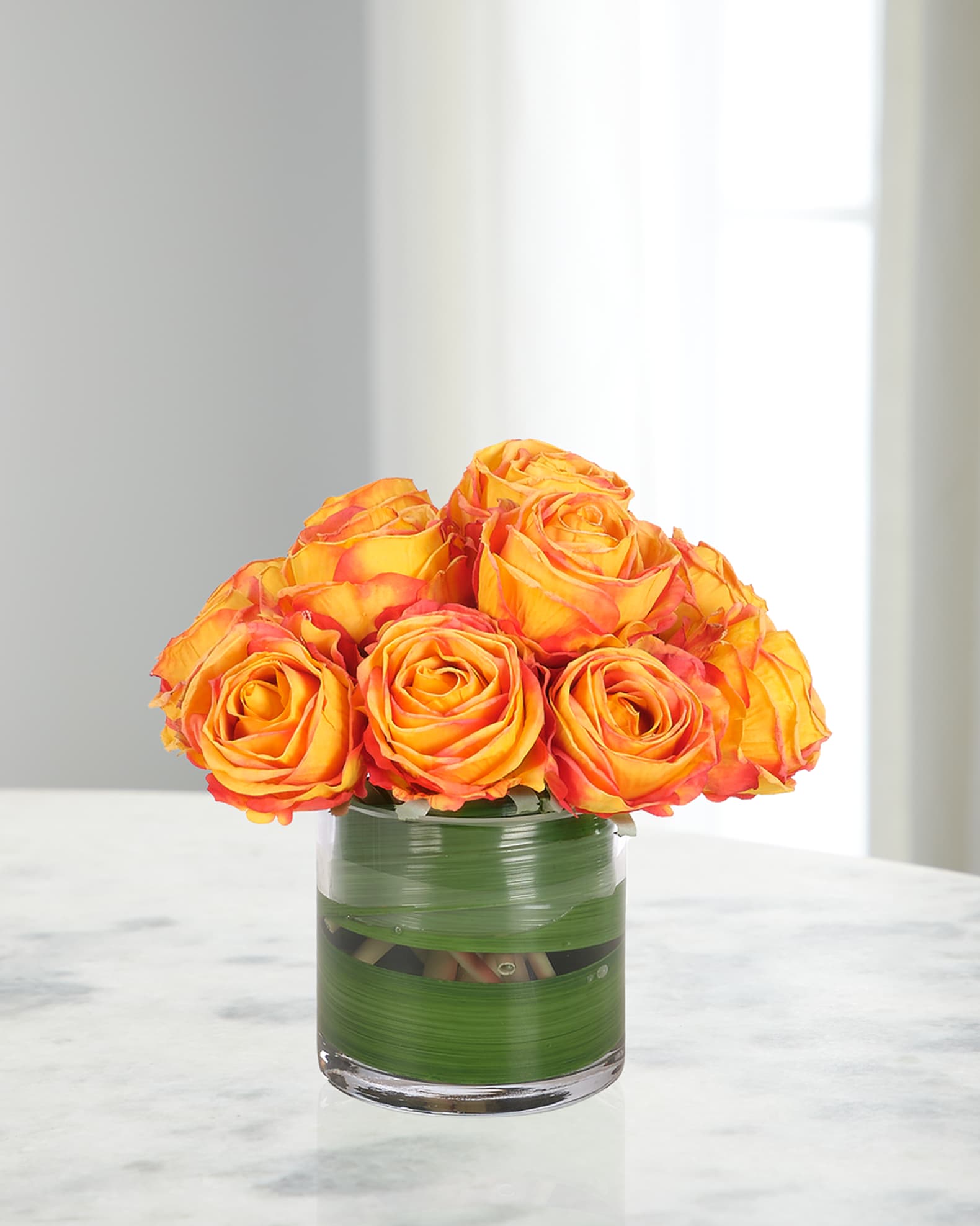 NDI Roses 8" Faux Floral Arrangement in Glass Cylinder | Neiman Marcus
