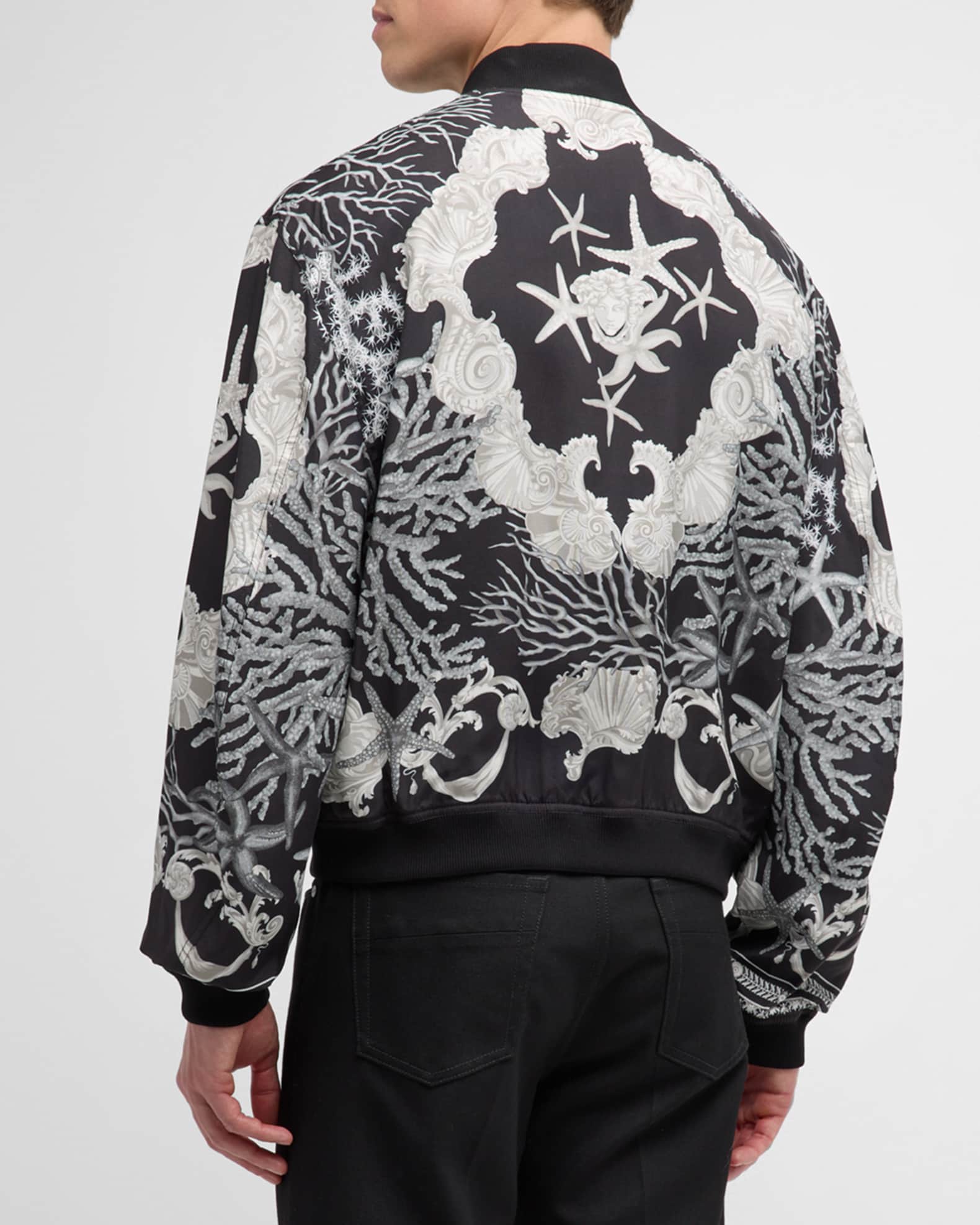 Versace Men's Holiday-Print Zip Sweater | Neiman Marcus