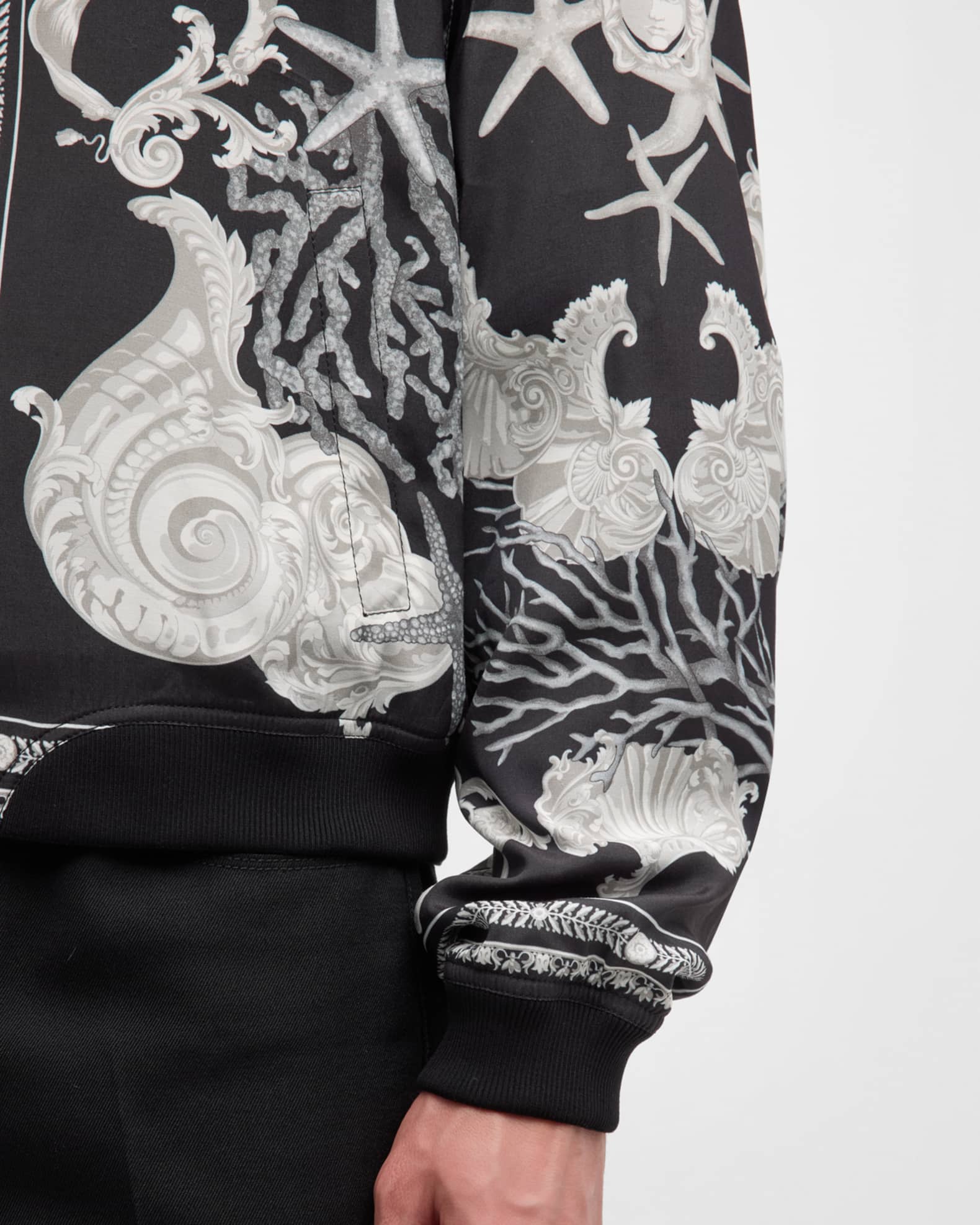 Versace Men's Holiday-Print Zip Sweater | Neiman Marcus