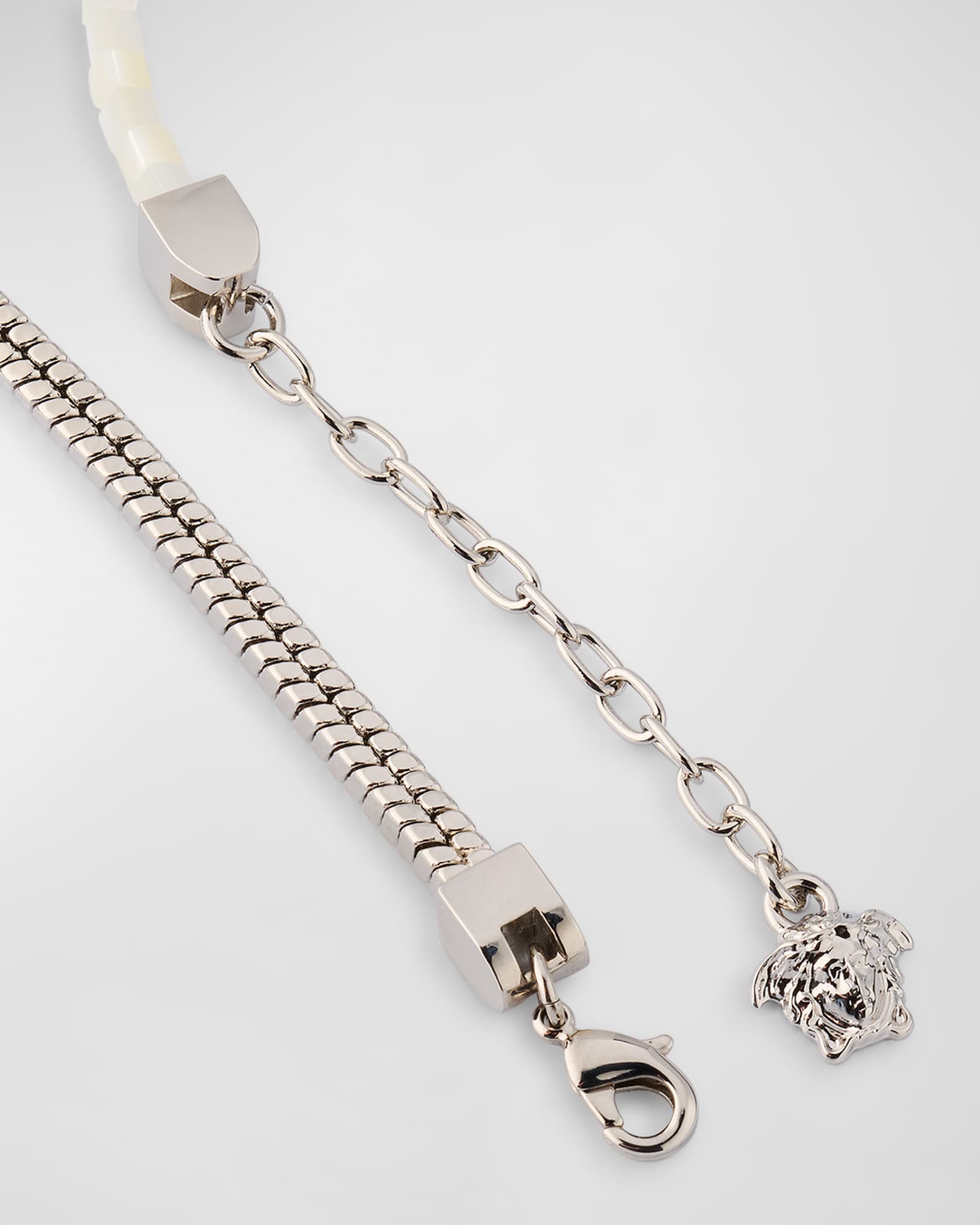 Versace Silvertone Chain and Mother-of-Pearl Bead Bracelet | Neiman Marcus