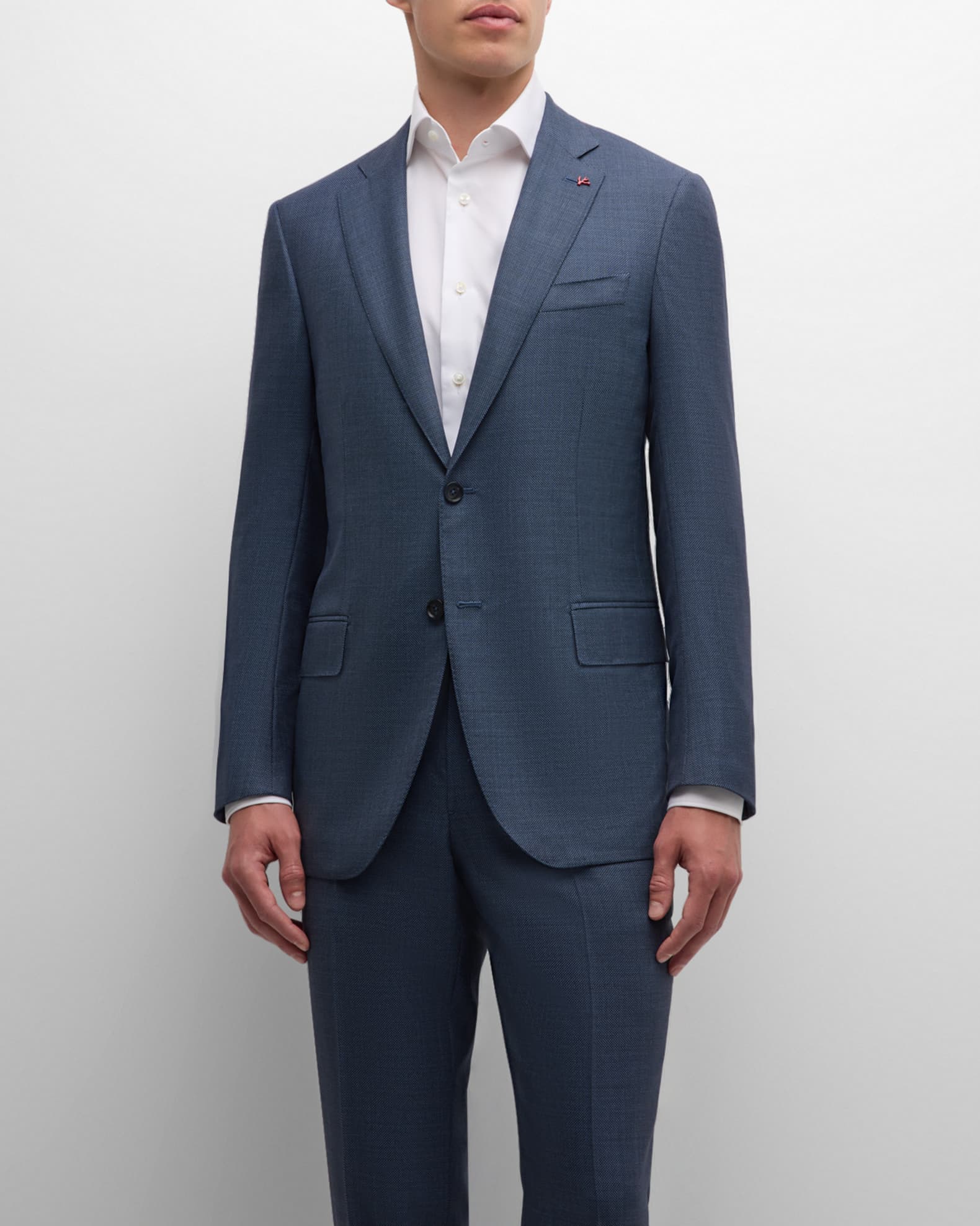 Isaia Men's Blue Birdseye Wool Suit | Neiman Marcus