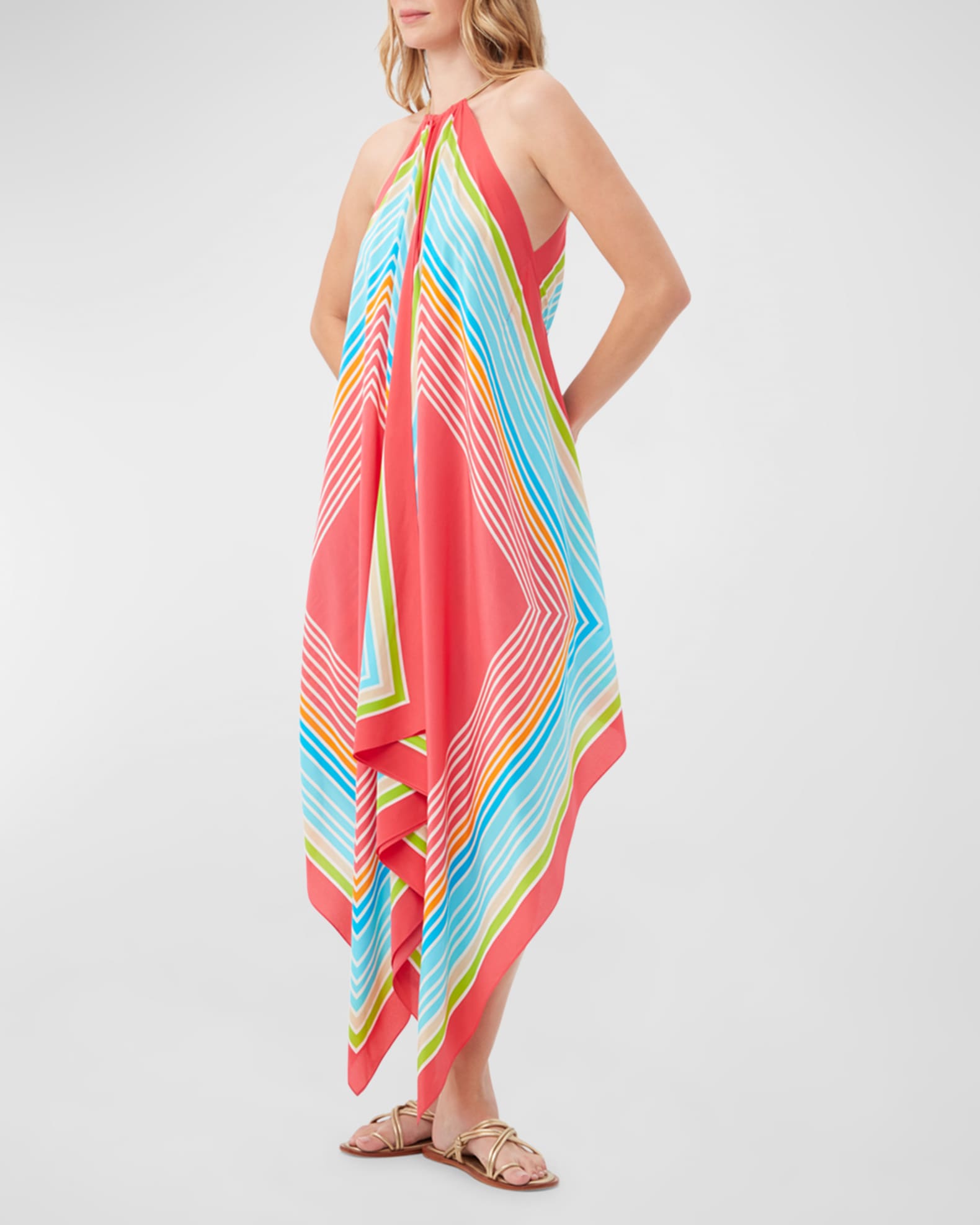 Trina Turk Justinian Handkerchief Halter Maxi Dress | Neiman Marcus