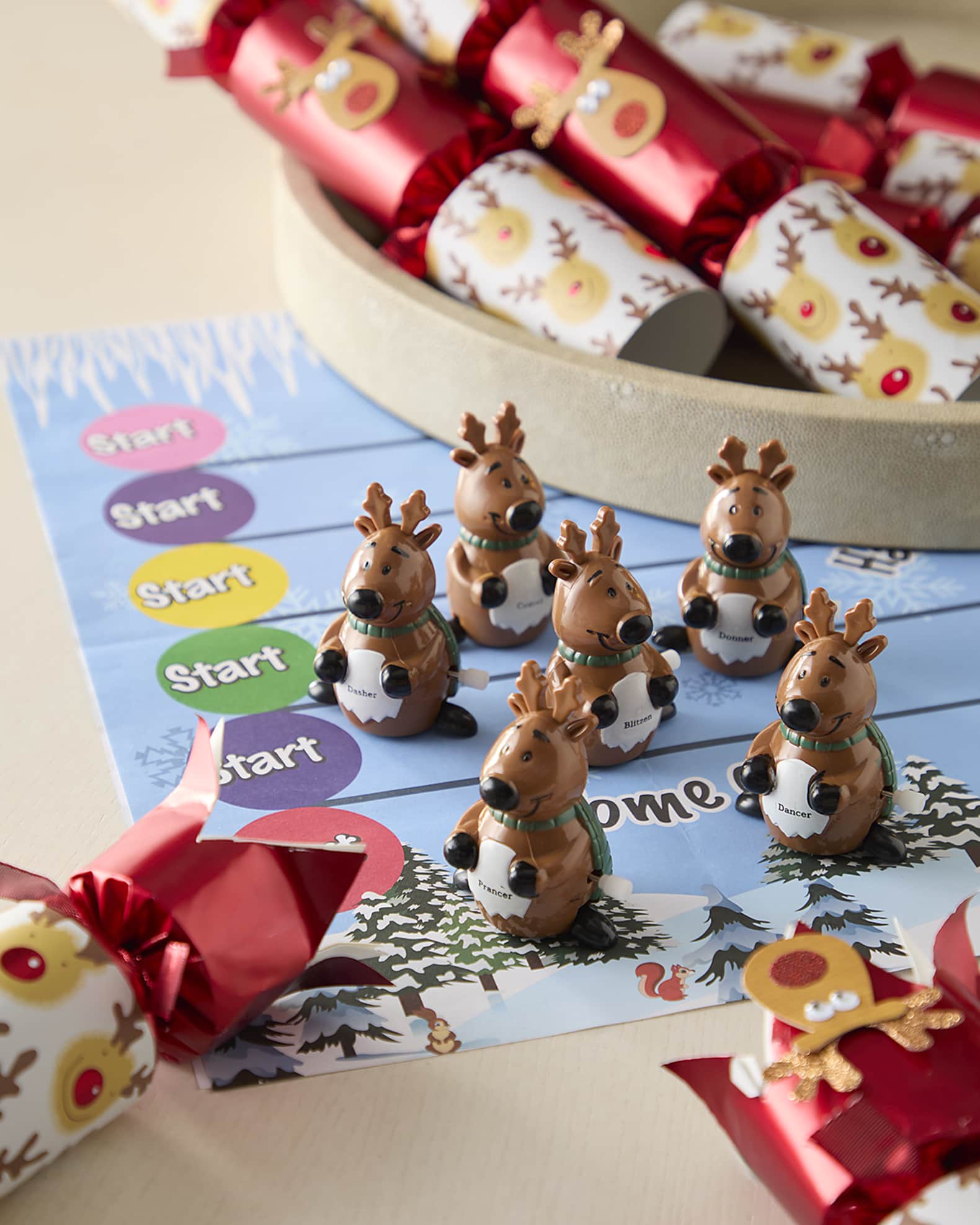 Robin Reed Racing Reindeer Christmas Crackers, Set of 6 | Neiman Marcus