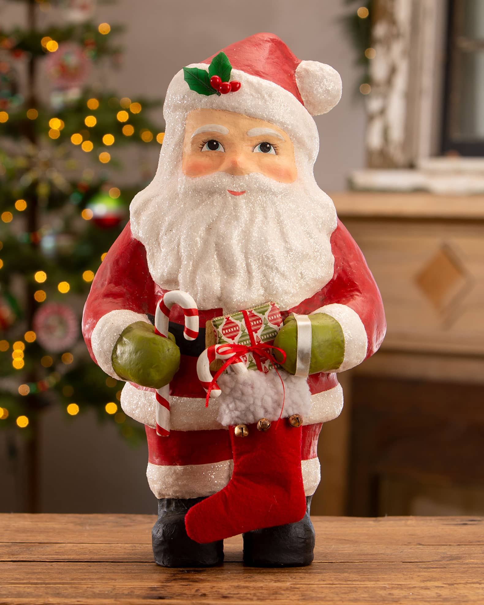 Bethany Lowe Retro-Style Santa With Stocking | Neiman Marcus
