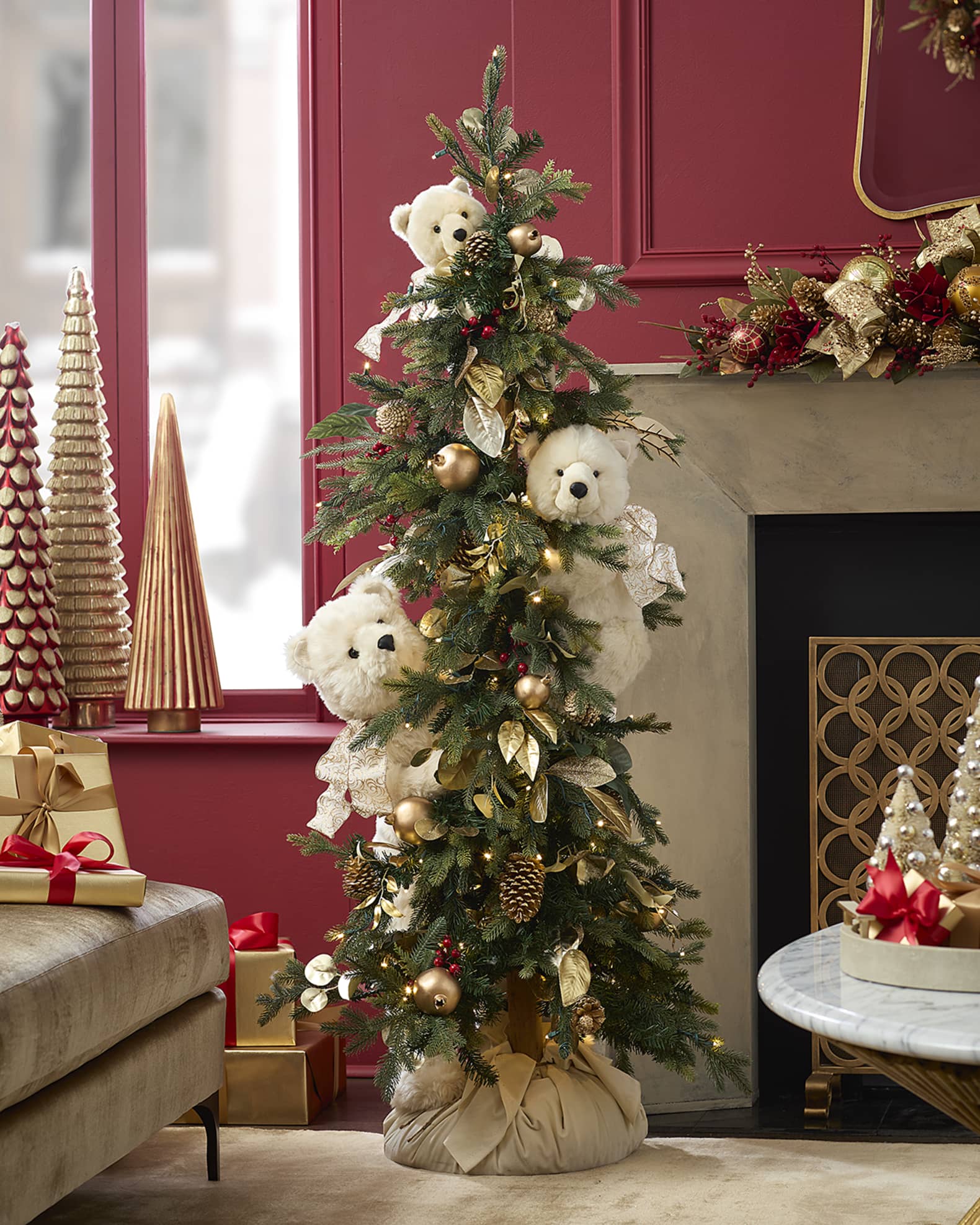 Ditz Designs By The Hen House Golden Noel Polar Trio Tree, 72" | Neiman ...