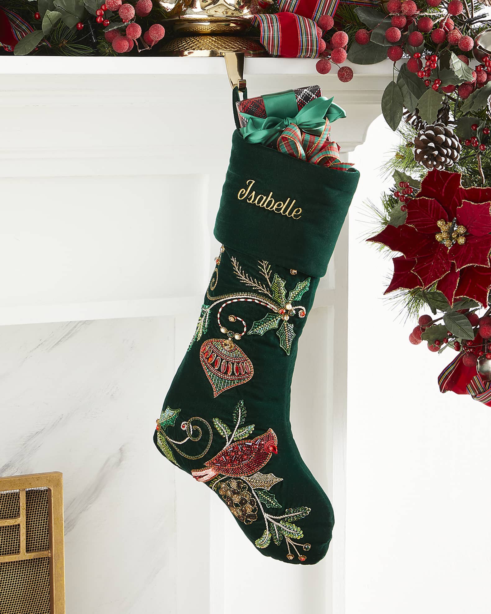 Neiman Marcus Personalized Velvet Christmas Cardinal Stocking | Neiman ...