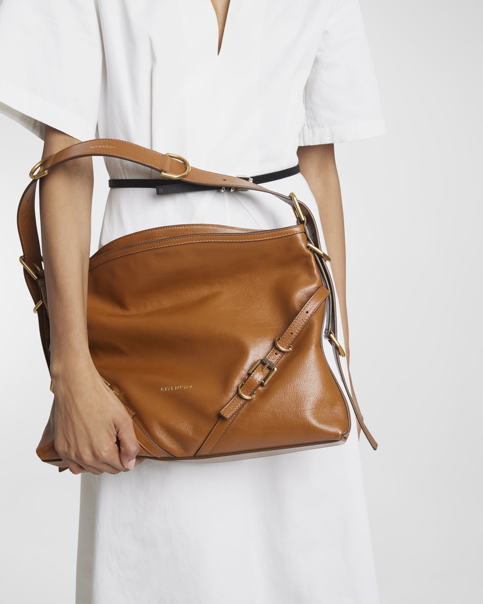 Givenchy Voyou Medium Shoulder Bag in Shiny Tumbled Leather | Neiman Marcus