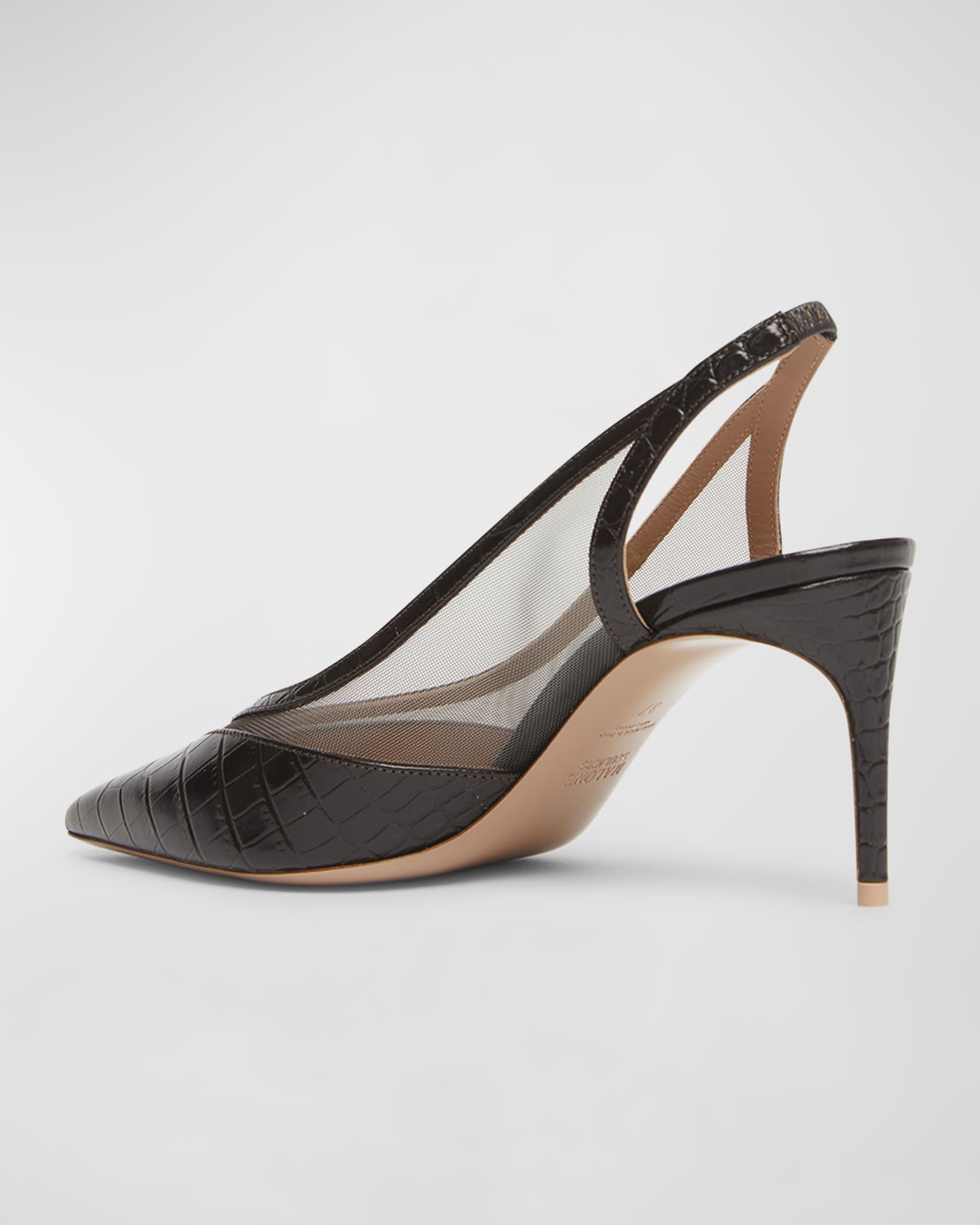 Malone Souliers Croco Mesh Slingback Pumps | Neiman Marcus