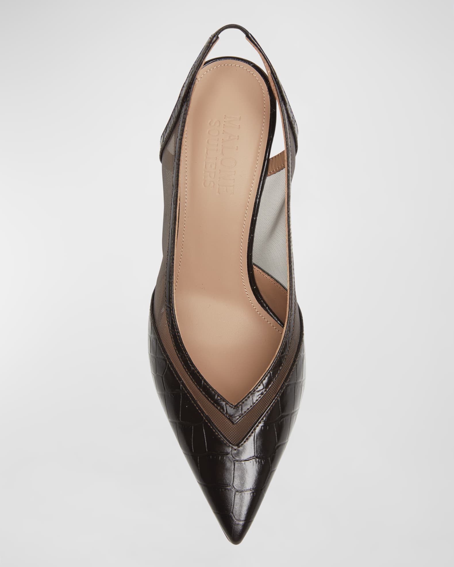 Malone Souliers Croco Mesh Slingback Pumps | Neiman Marcus