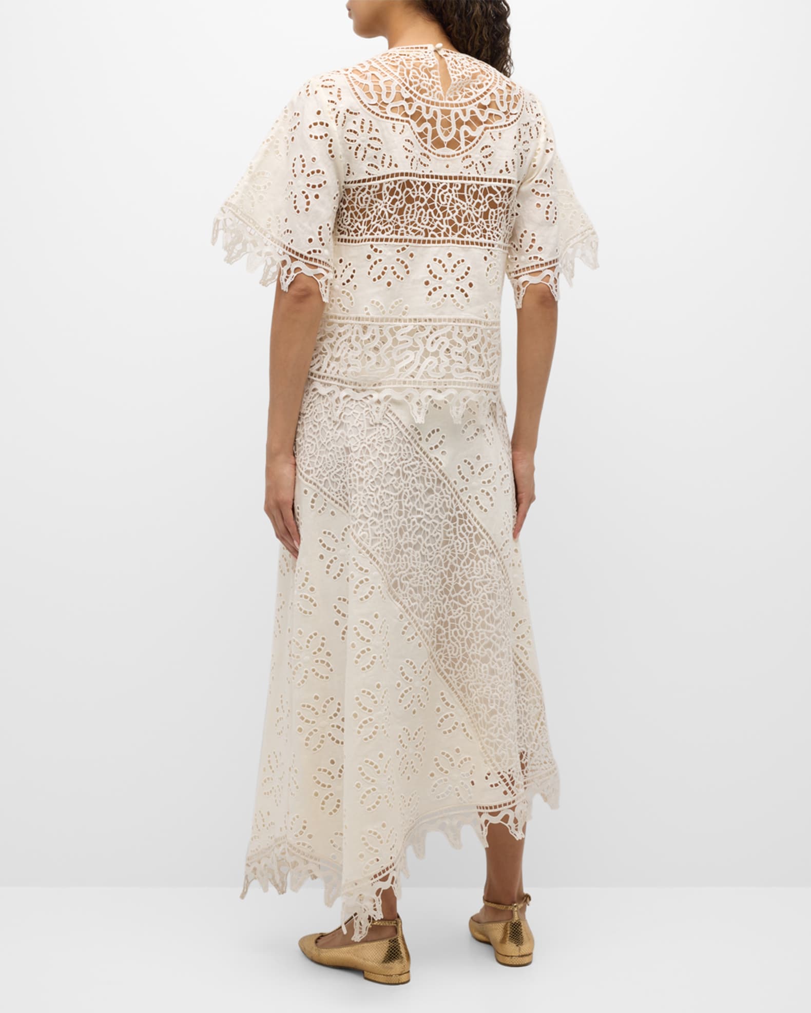 Ulla Johnson Solara Cutwork Linen Midi Skirt | Neiman Marcus