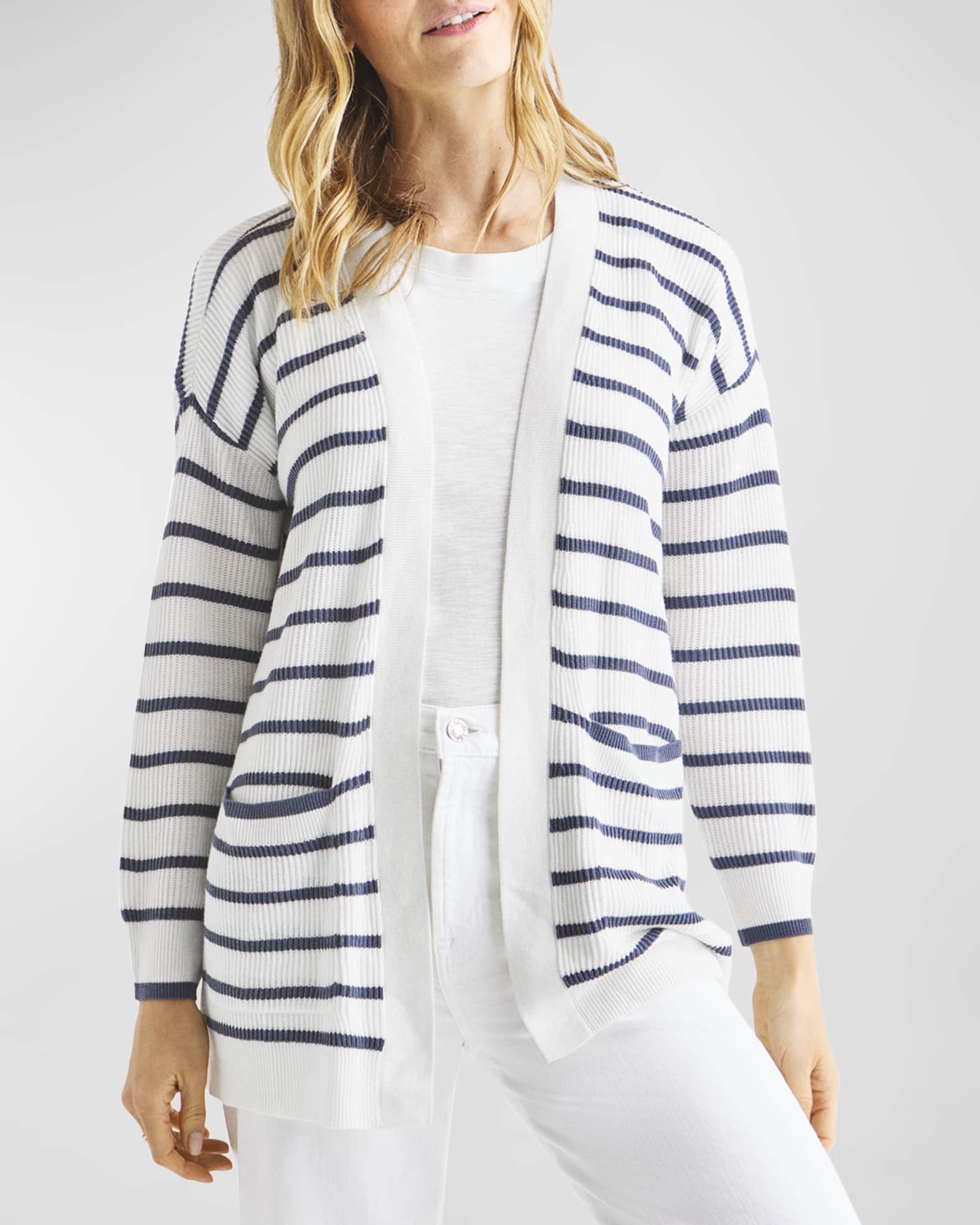 Splendid Luna Open-Front Stripe Cardigan | Neiman Marcus