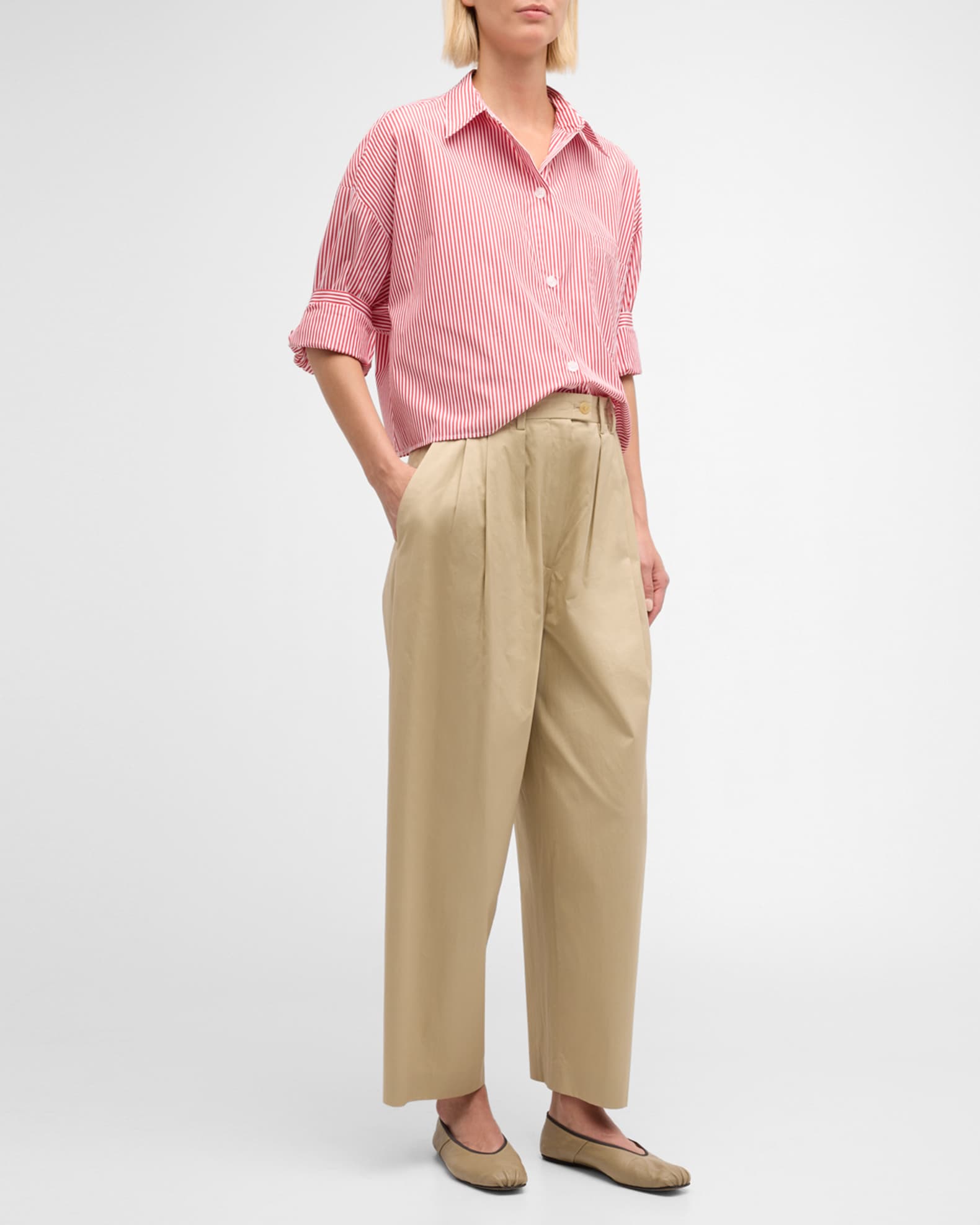 TWP Next Ex Awning Stripe Cotton Shirt | Neiman Marcus