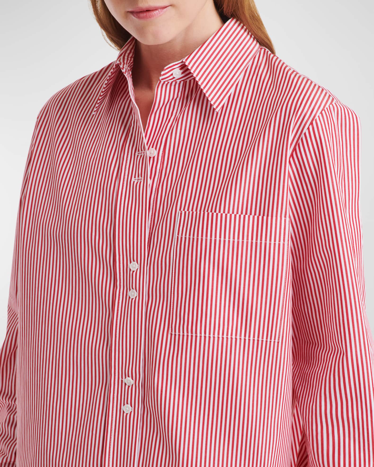 TWP Ma House Short Cotton Stripe Button-Front Dress | Neiman Marcus