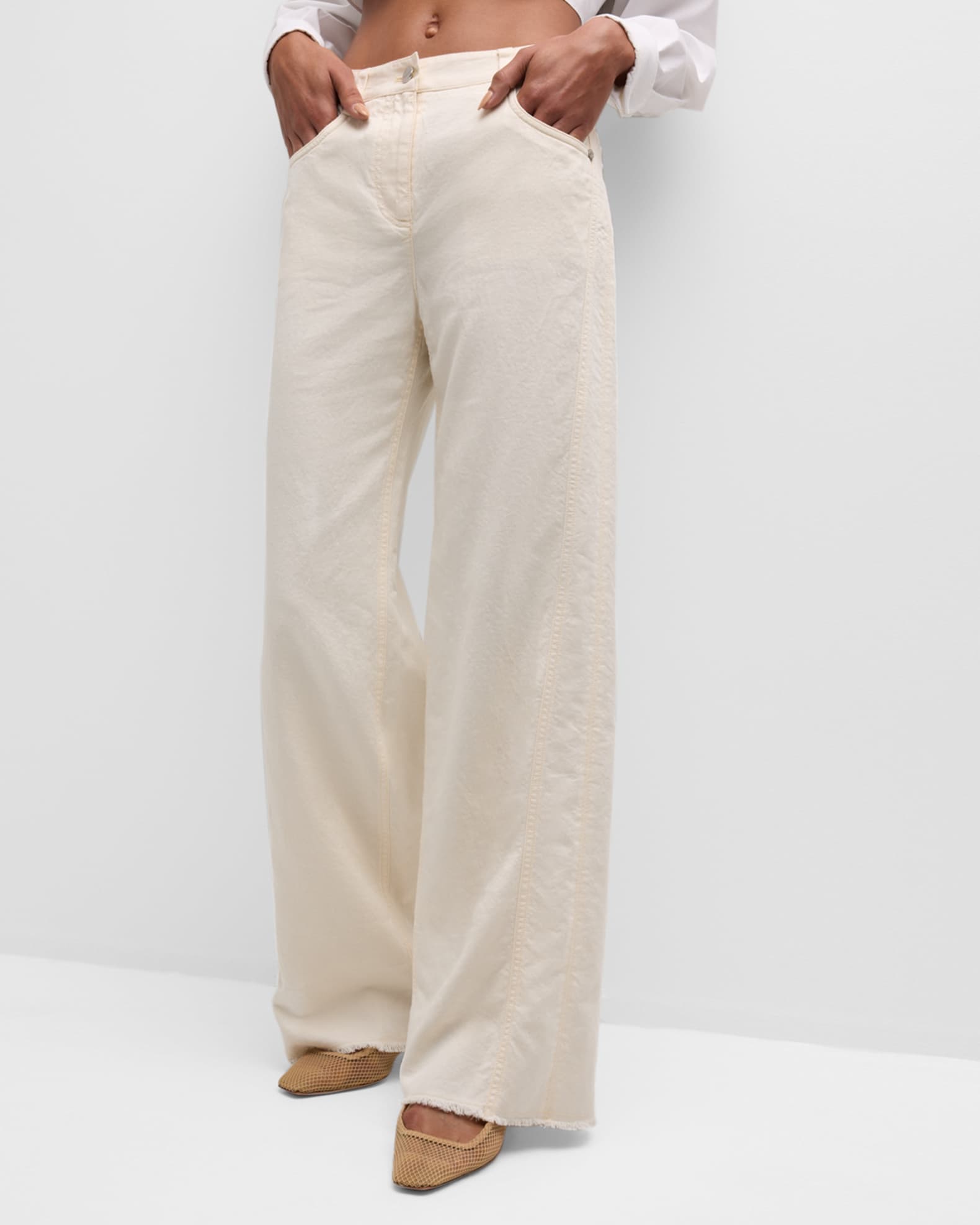 TWP Puddle Cotton Linen Wide-Leg Pants | Neiman Marcus