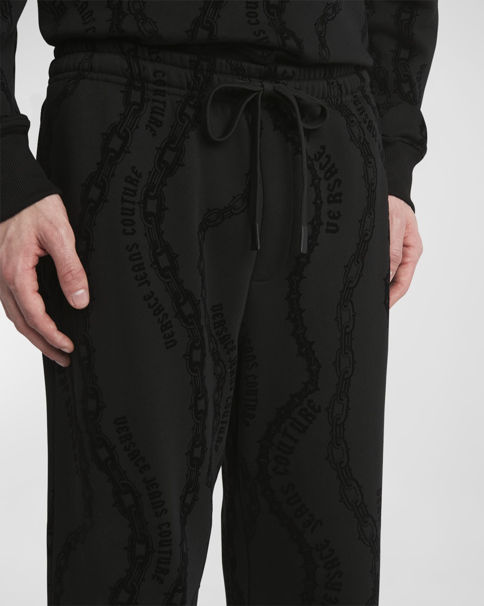 Versace Jeans Couture Men's Chain Print Logo Drawstring Sweatpants ...