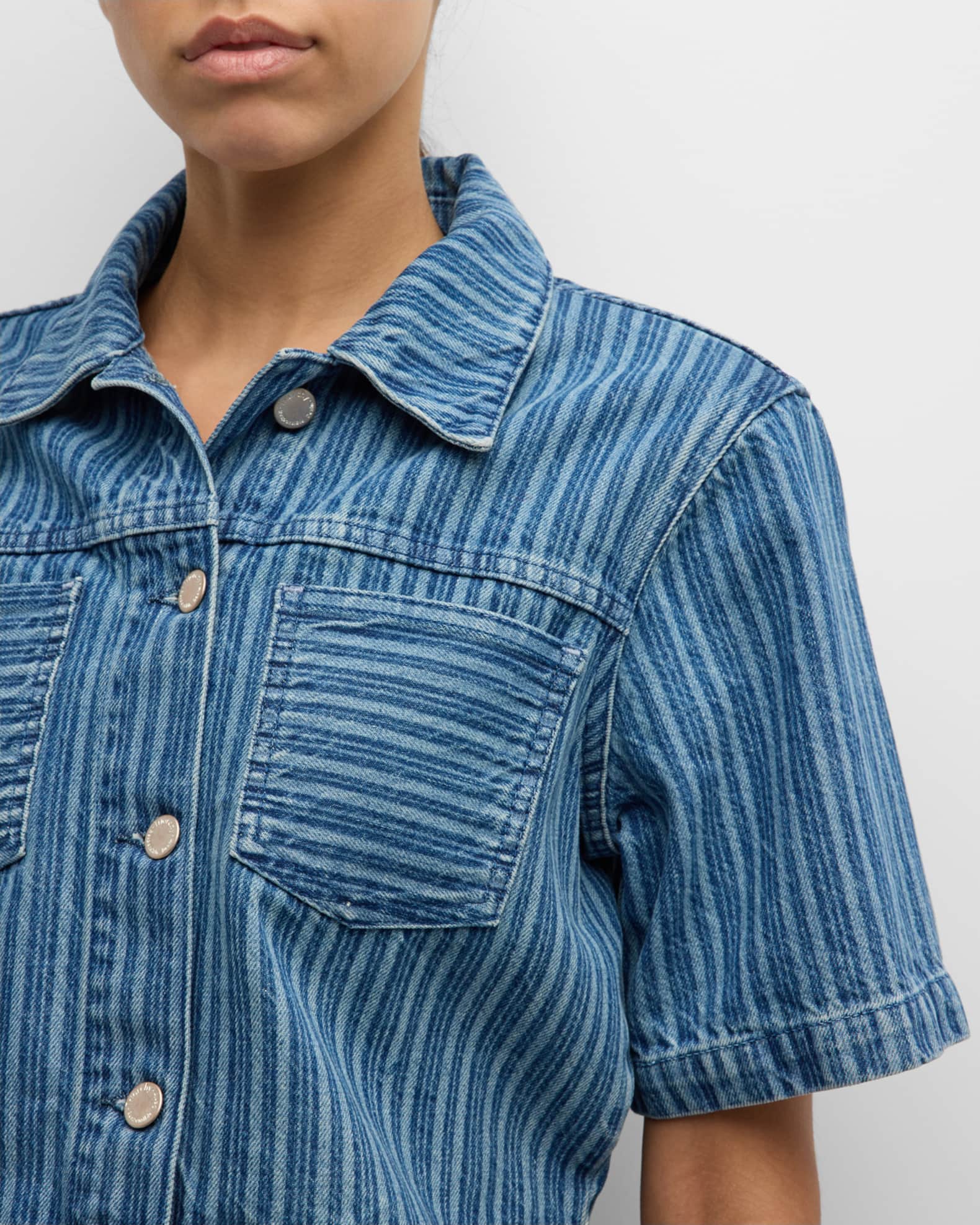 Triarchy Phoebe Short-Sleeve Denim Jacket | Neiman Marcus