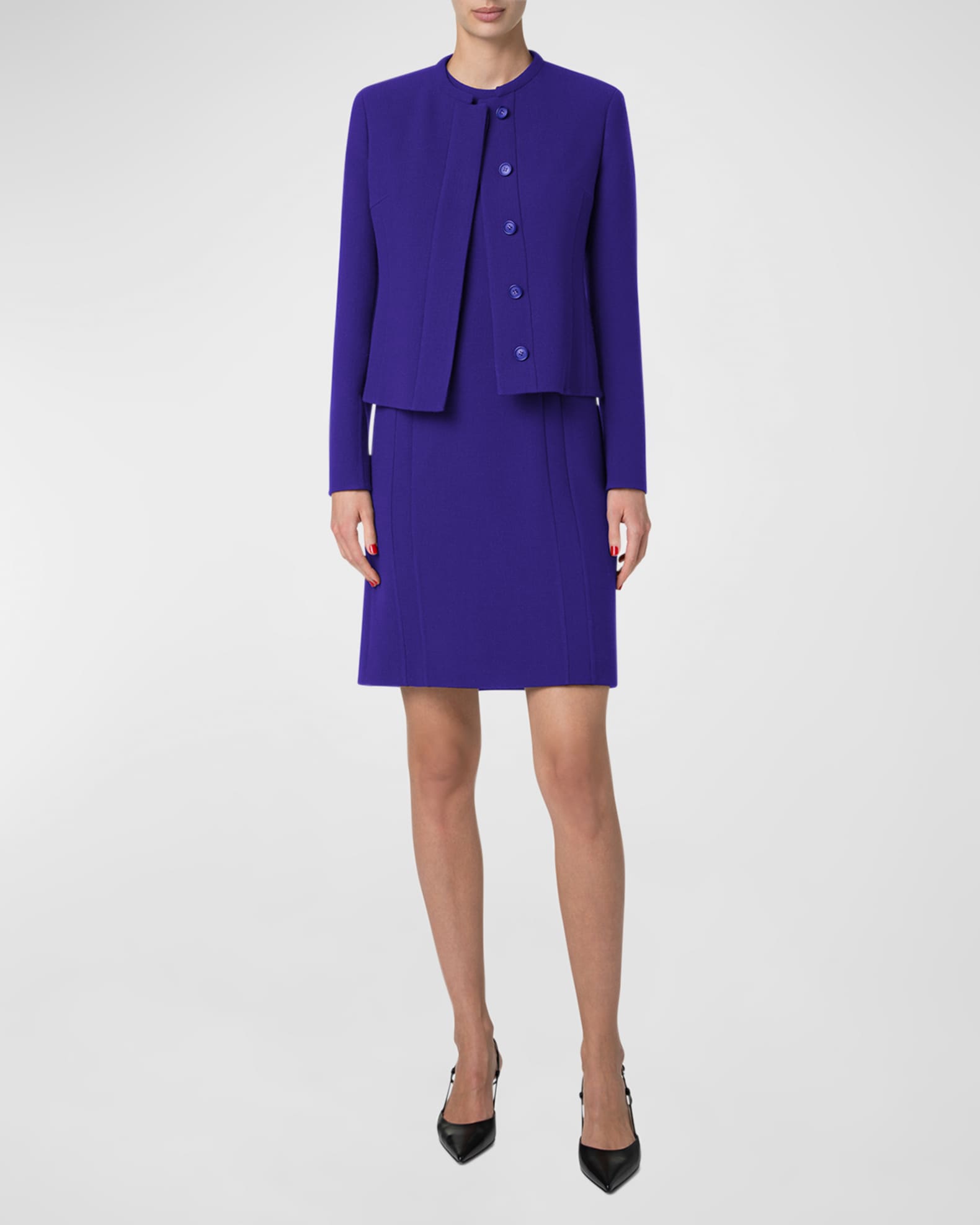 Akris West Wool Crepe Short Jacket | Neiman Marcus