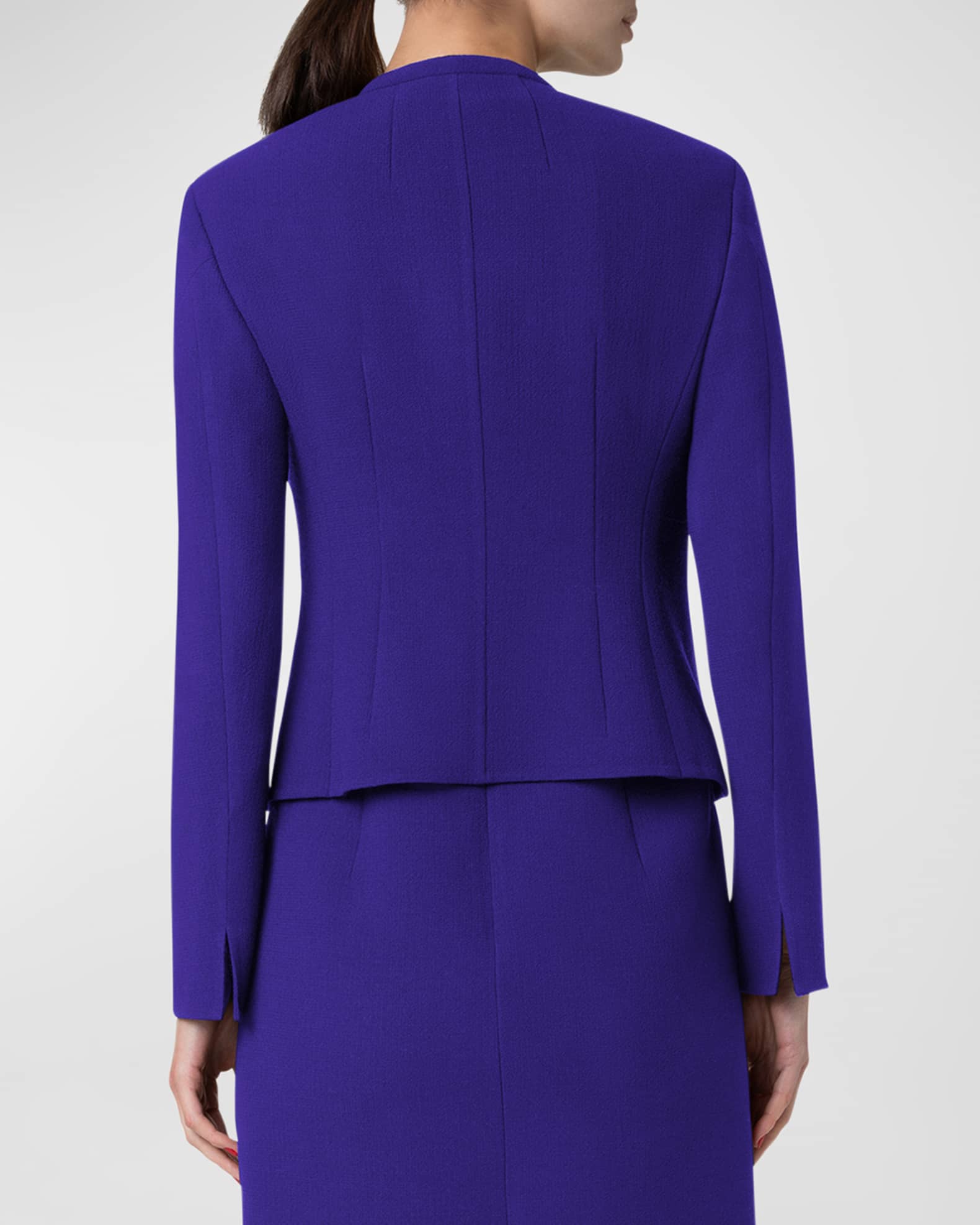 Akris West Wool Crepe Short Jacket | Neiman Marcus