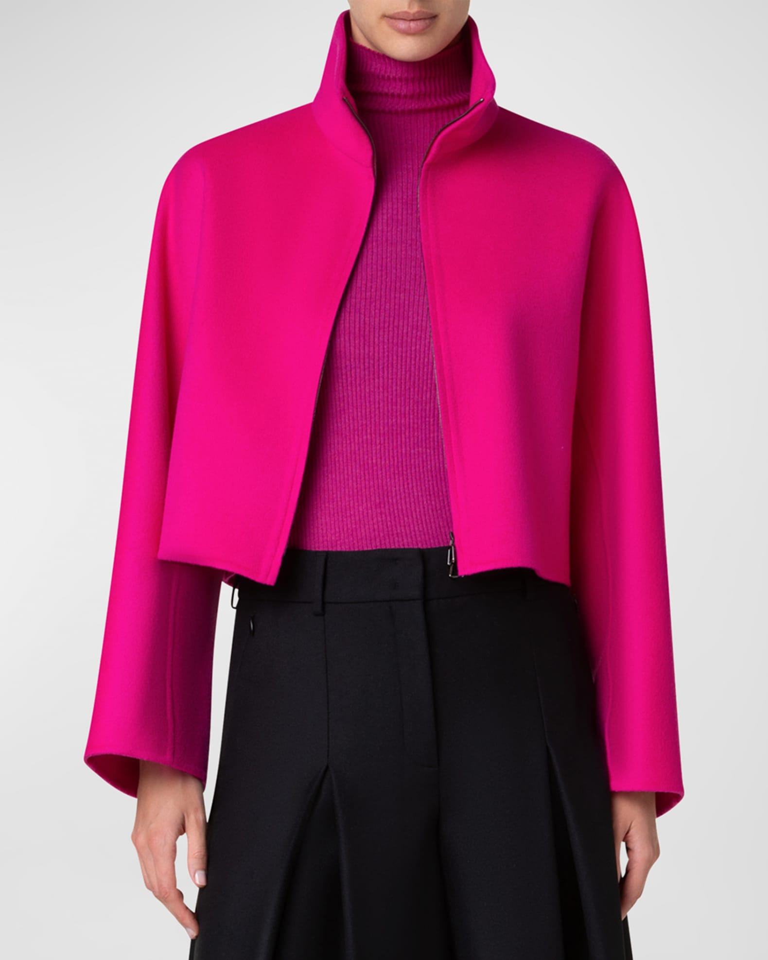 Akris Mimi Double-Face Cashmere Crop Jacket | Neiman Marcus