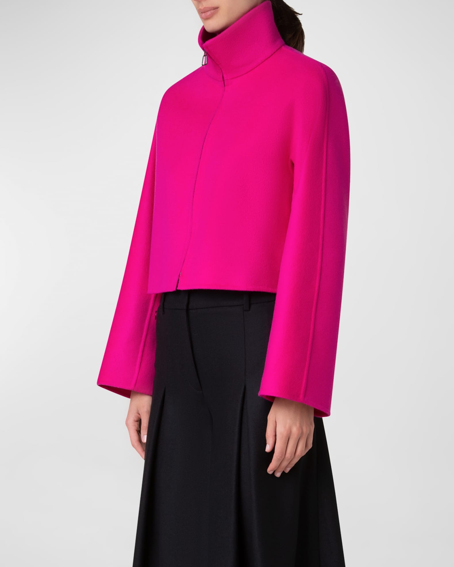 Akris Mimi Double-Face Cashmere Crop Jacket | Neiman Marcus
