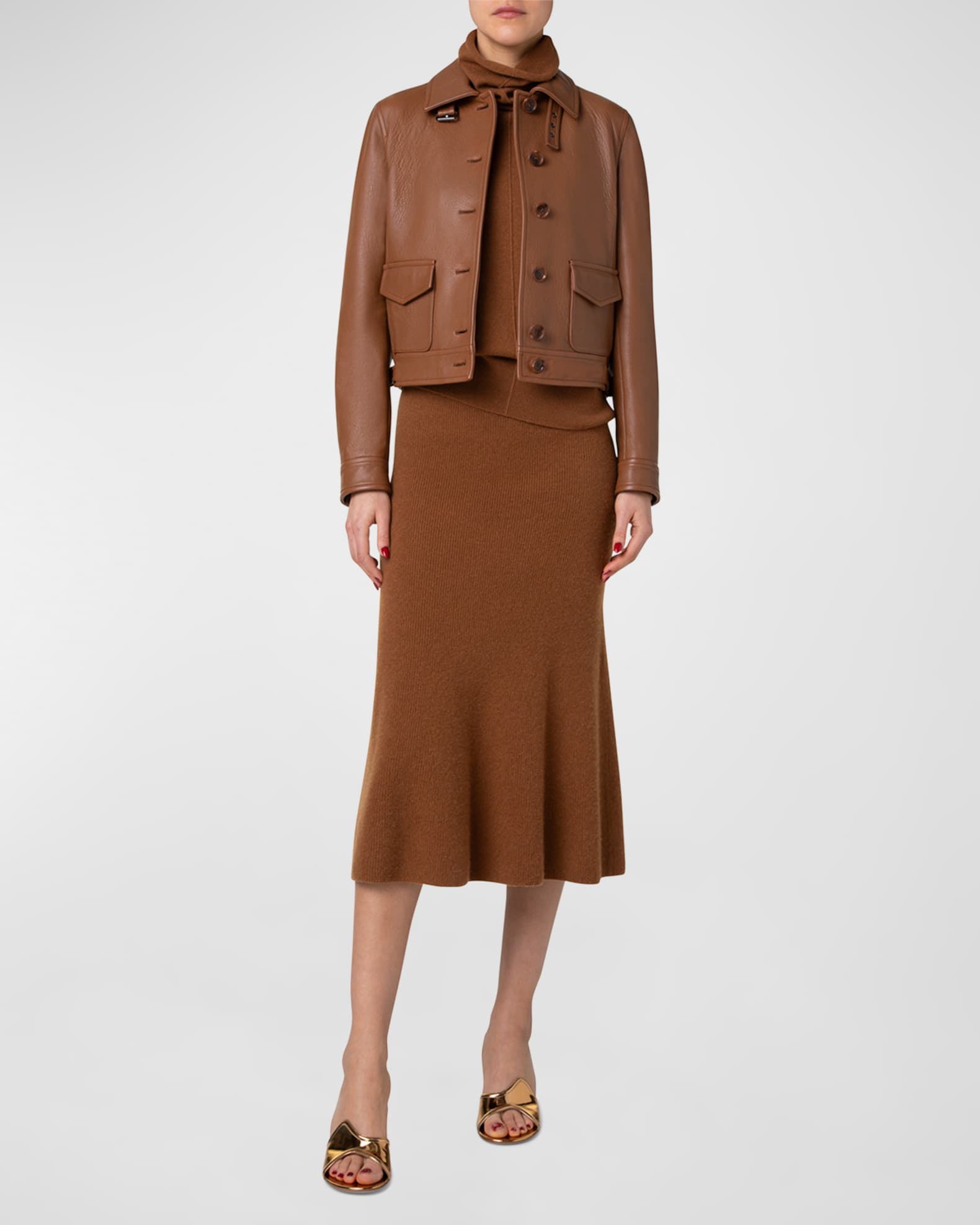 Akris Nappa Leather Short Bomber Jacket | Neiman Marcus