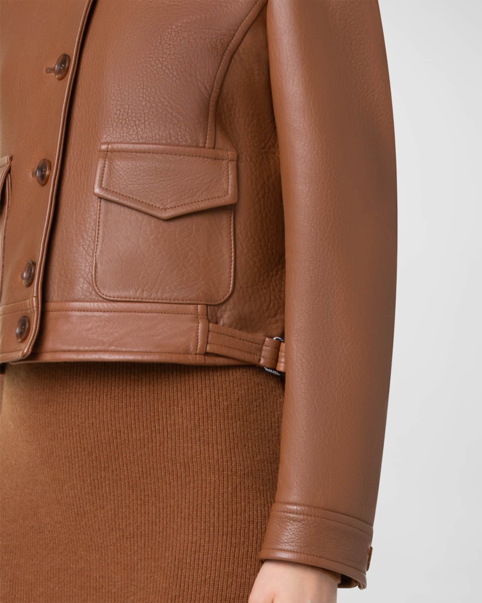 Akris Nappa Leather Short Bomber Jacket | Neiman Marcus