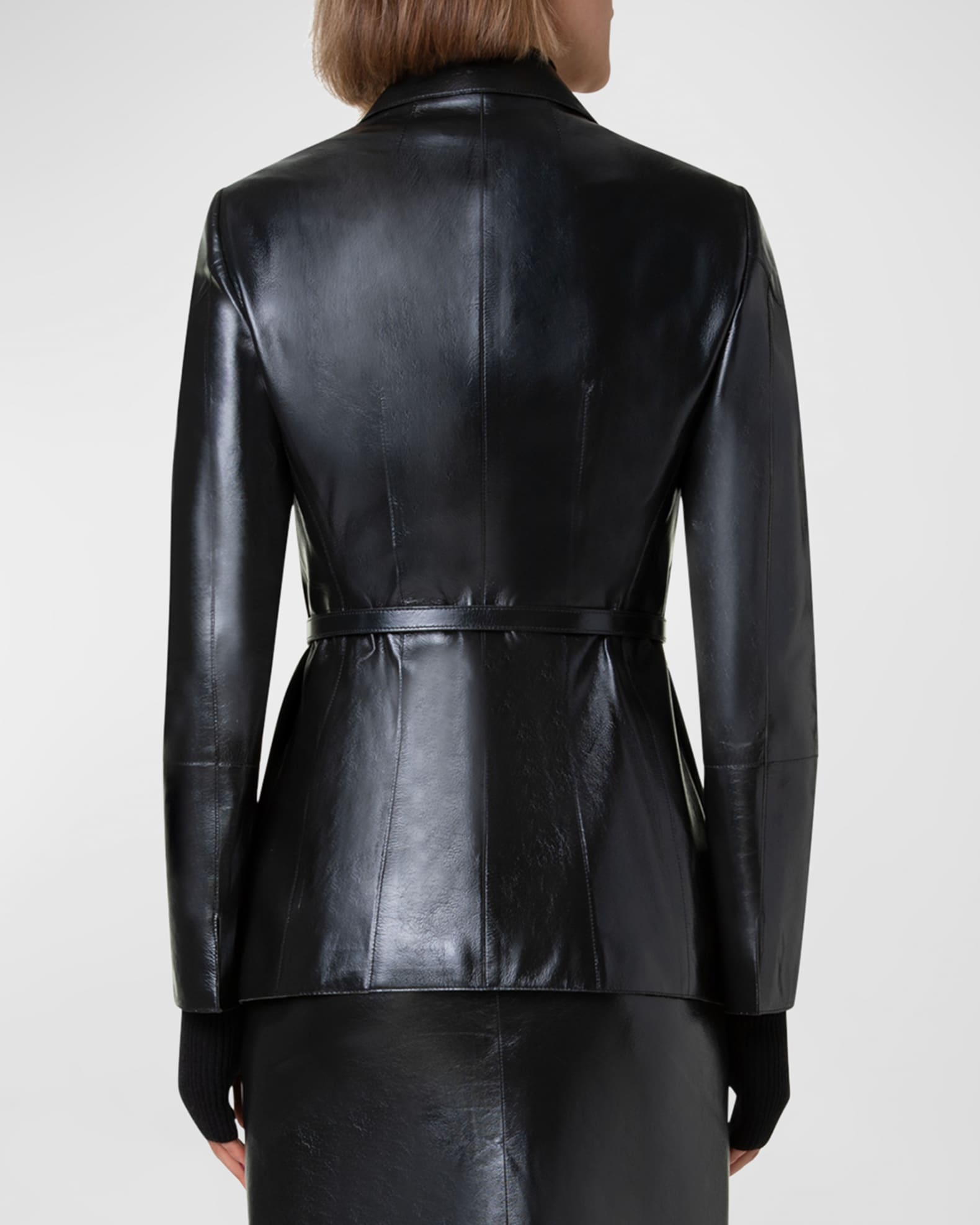 Akris Whisper Lacquer Leather Jacket with Belt | Neiman Marcus