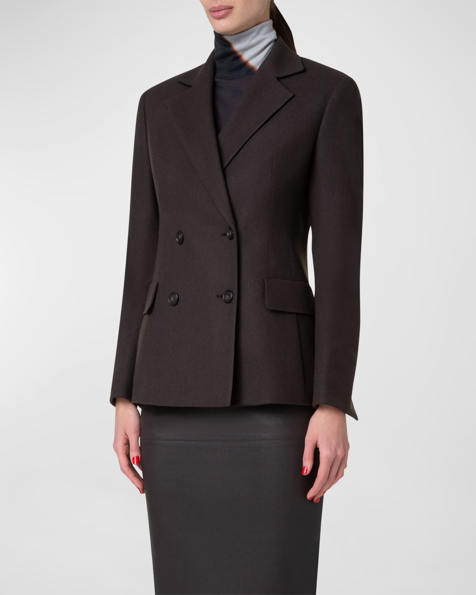 Akris Marvin Cashmere Flannel Double-Breasted Jacket | Neiman Marcus