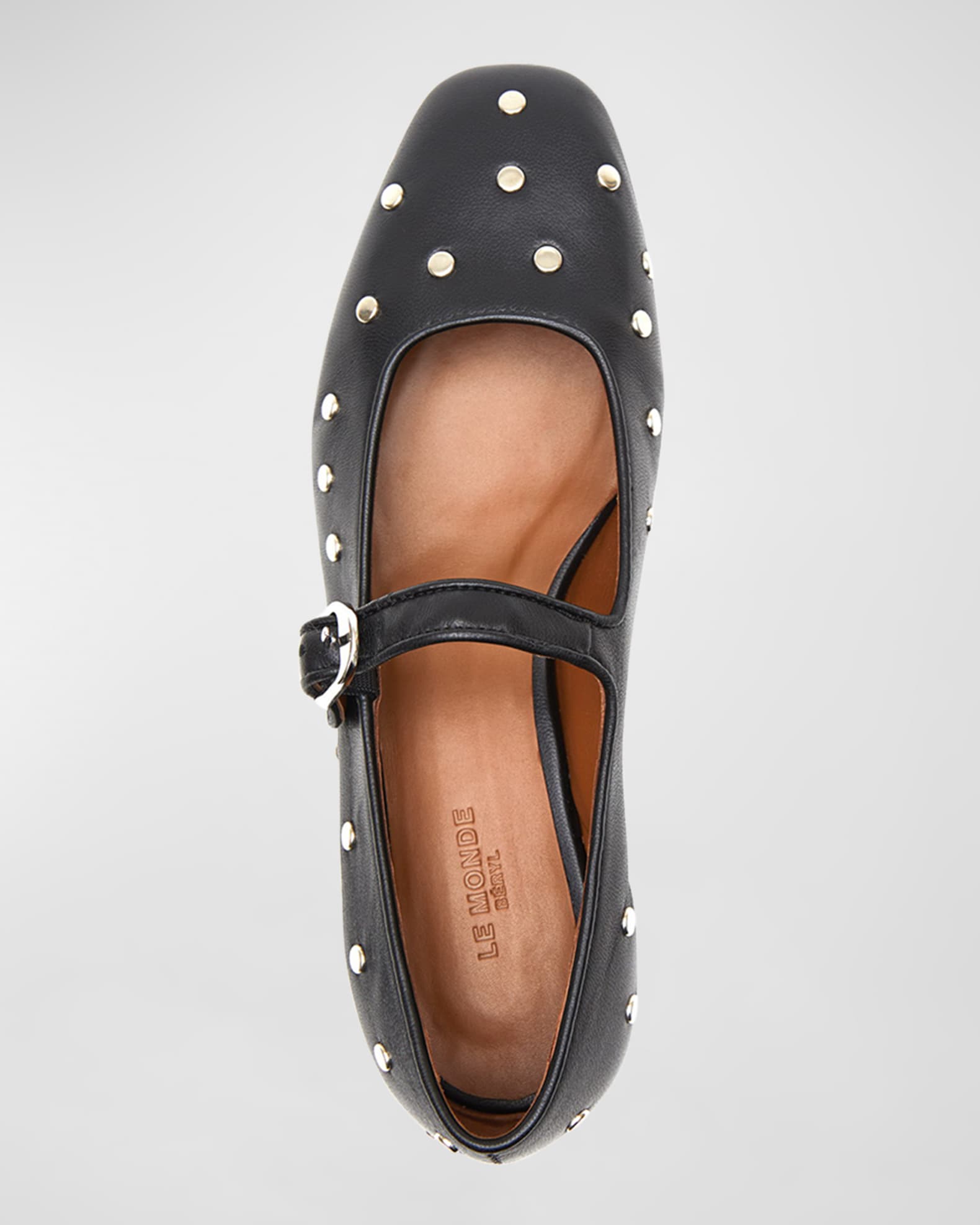 Le Monde Beryl Studded Leather Mary Jane Ballerina Flats | Neiman Marcus