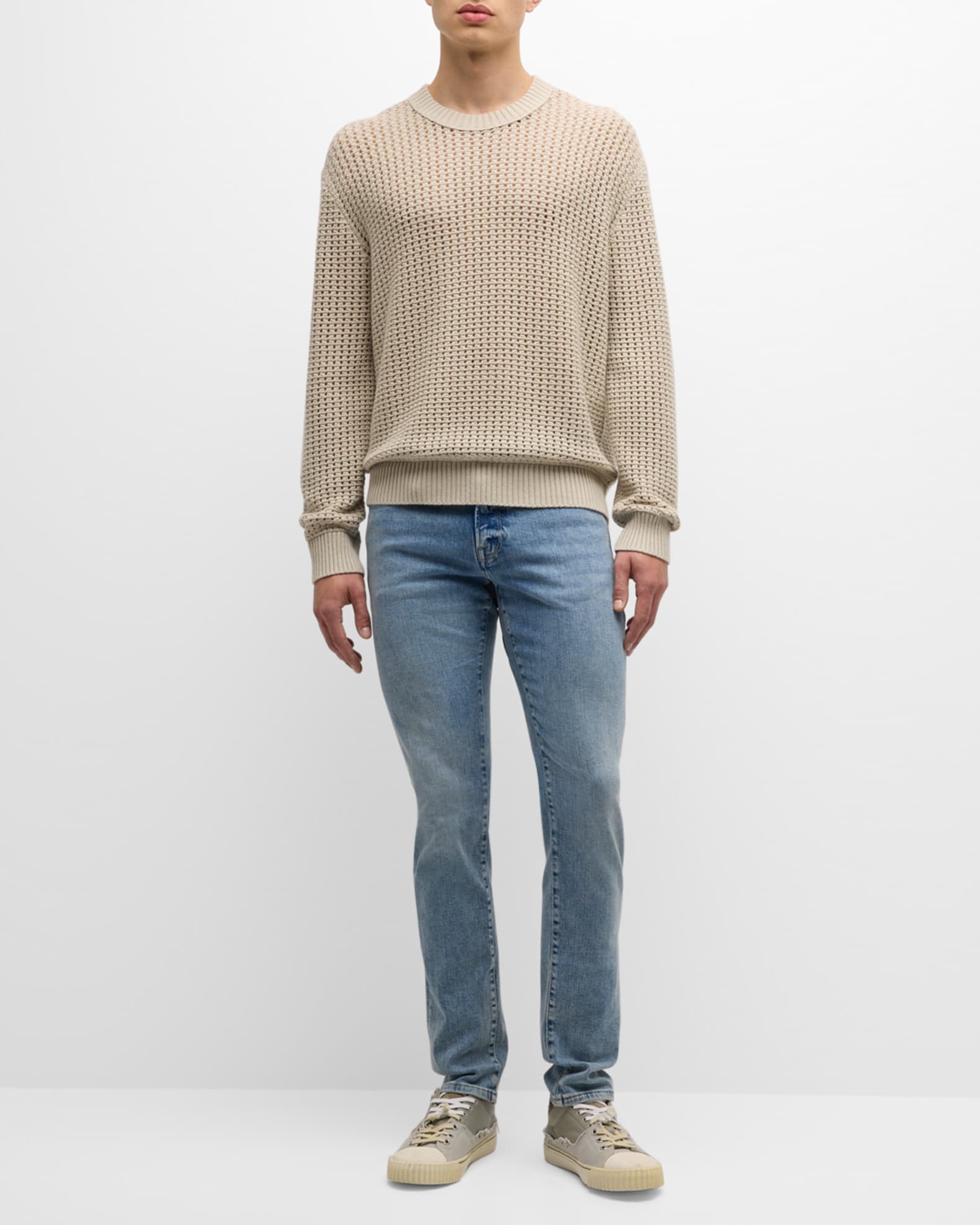 FRAME Men's Open Weave Sweater | Neiman Marcus