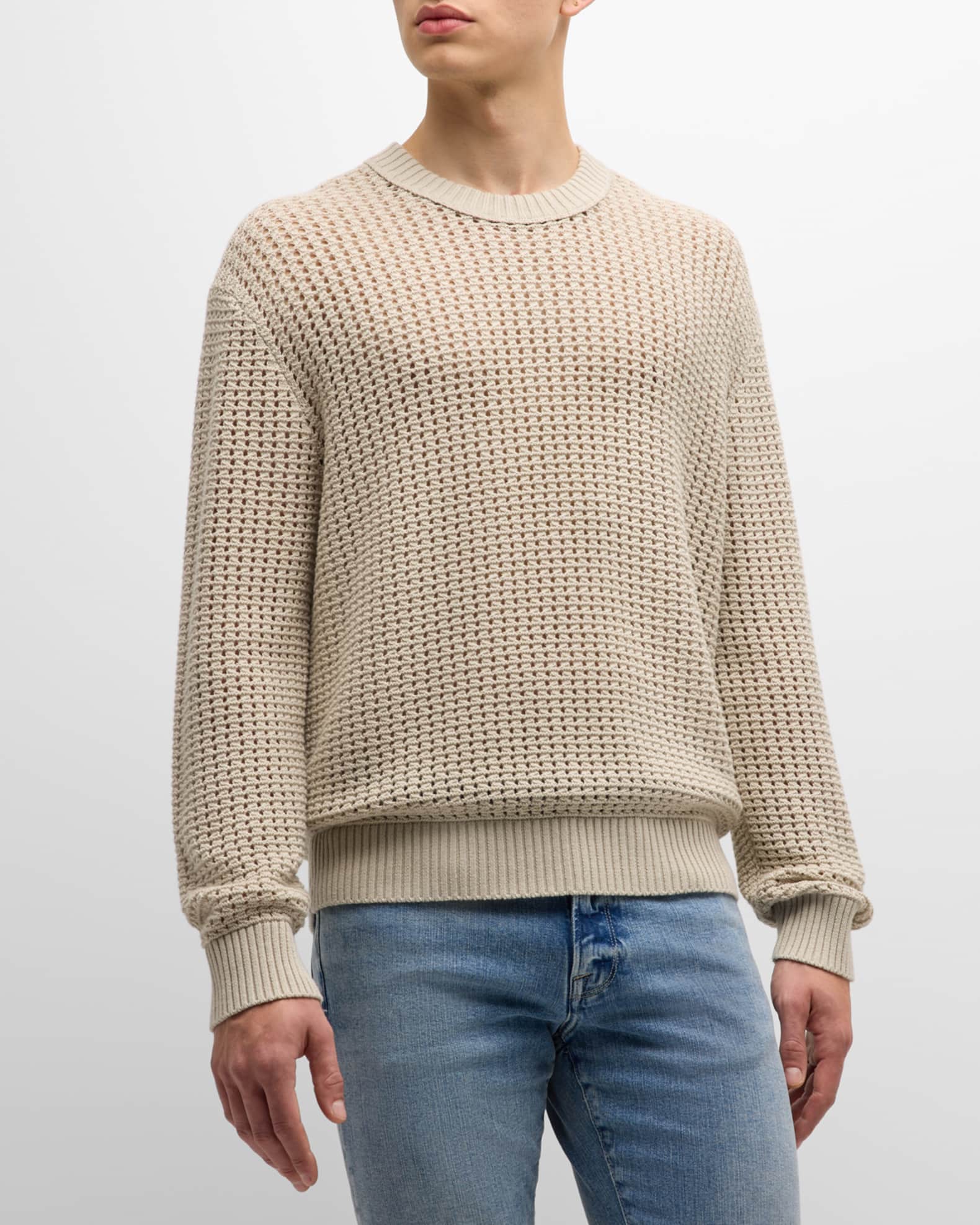 FRAME Men's Open Weave Sweater | Neiman Marcus