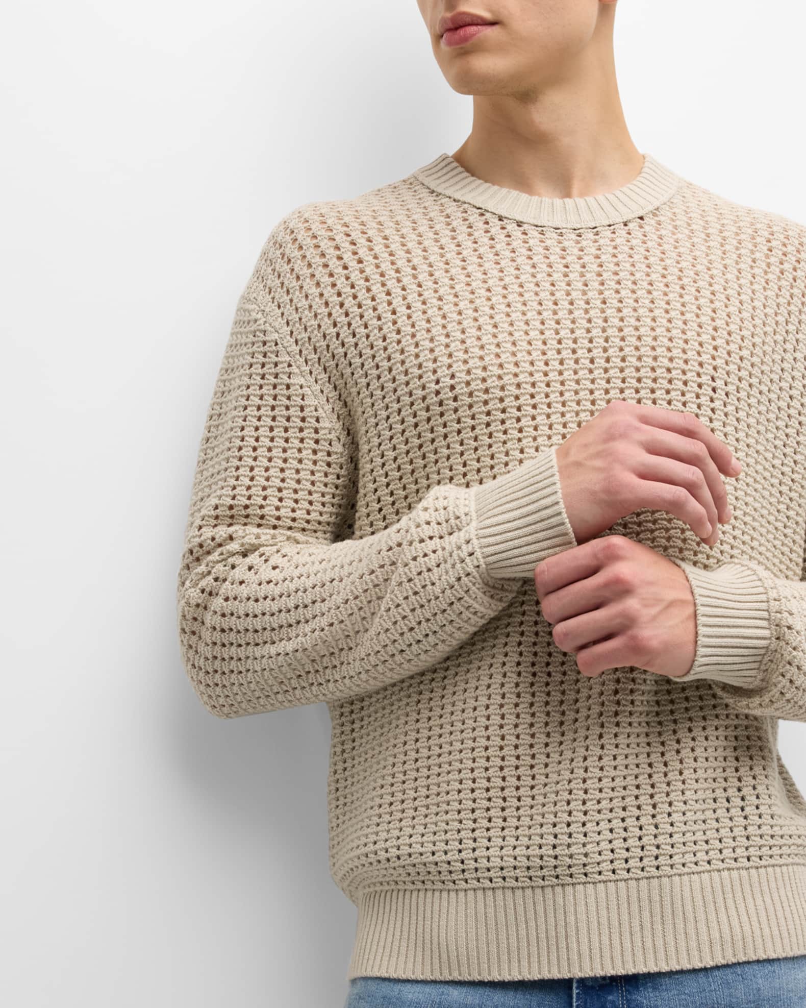 FRAME Men's Open Weave Sweater | Neiman Marcus