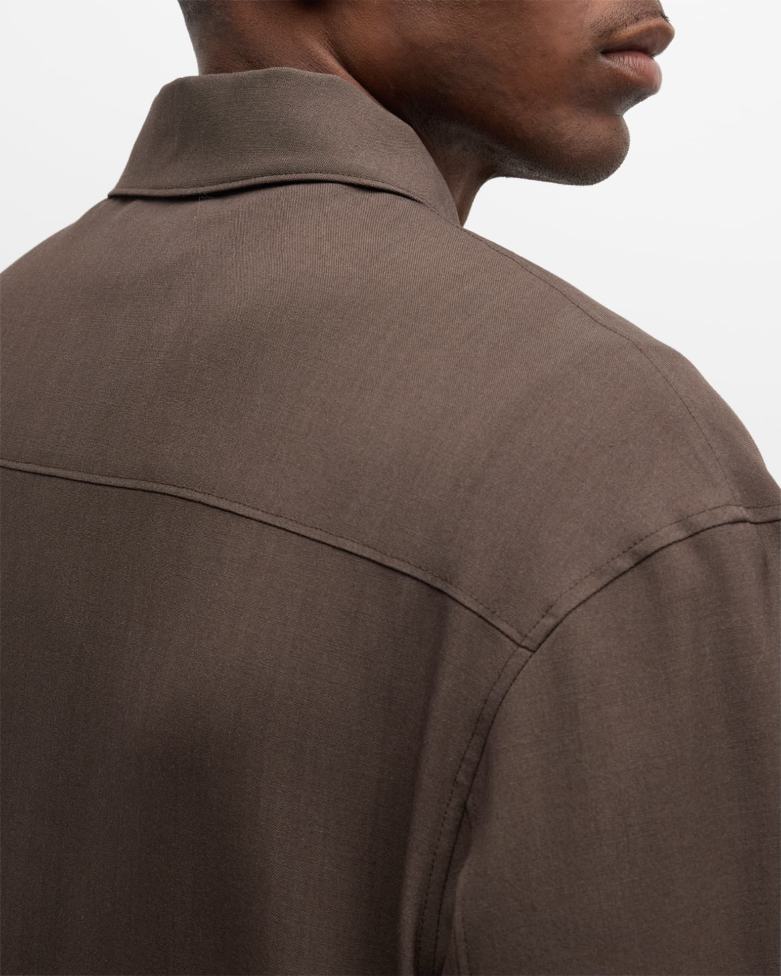 FRAME Men's Snap-Front Wool Overshirt | Neiman Marcus