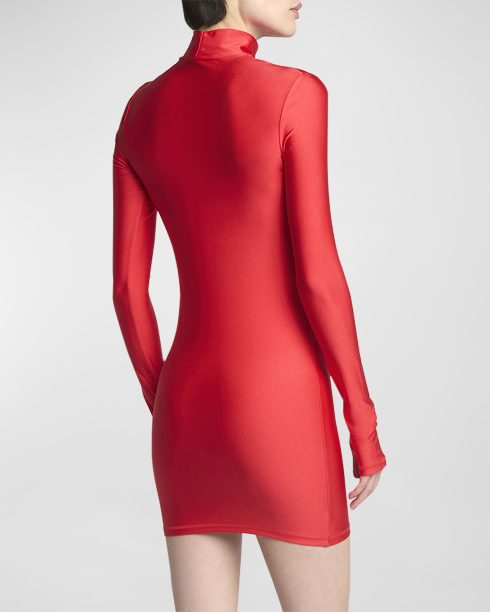 Coperni Mock-Neck Long-Sleeve Fitted Mini Dress | Neiman Marcus