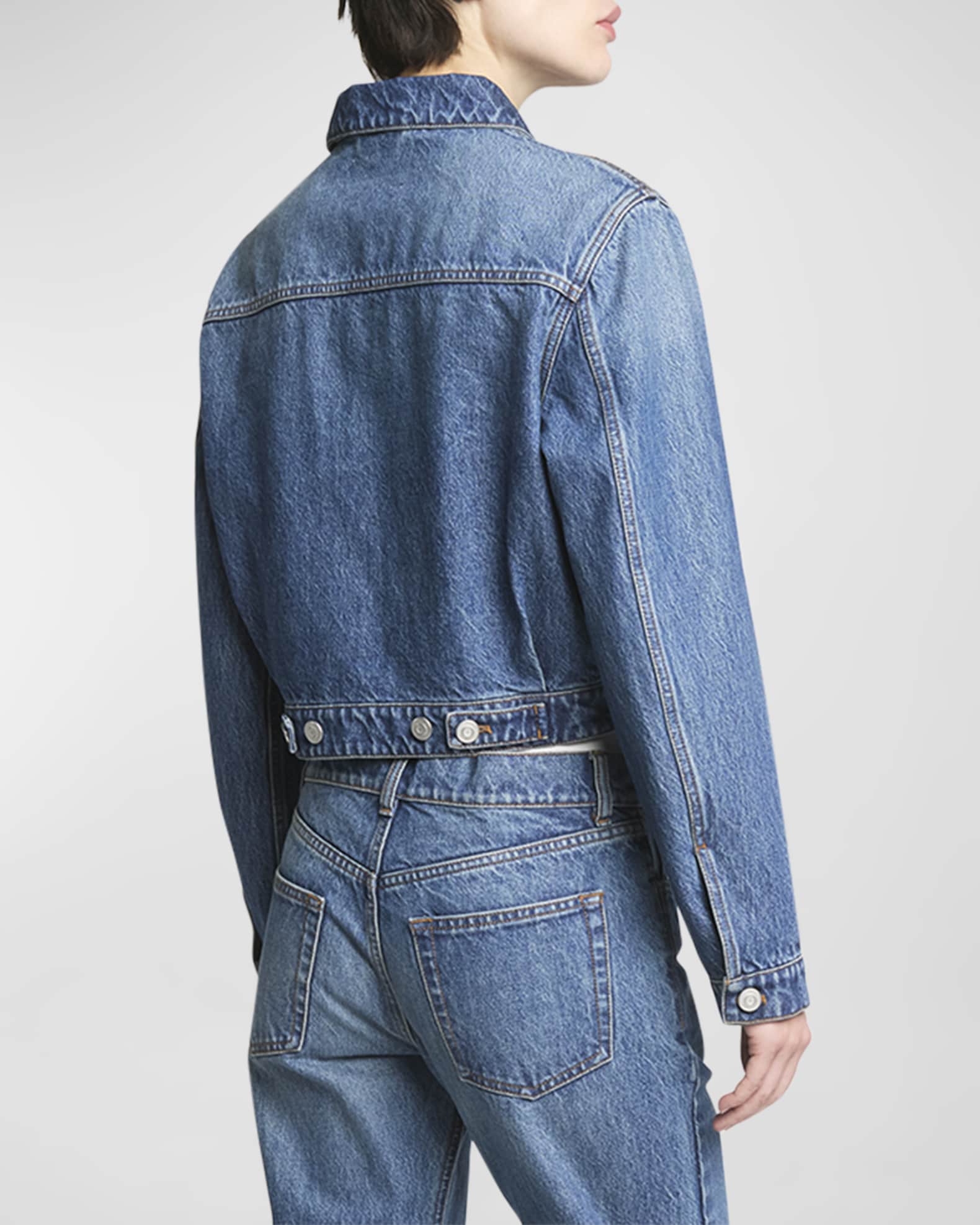 Coperni Denim Crop Workwear Jacket | Neiman Marcus
