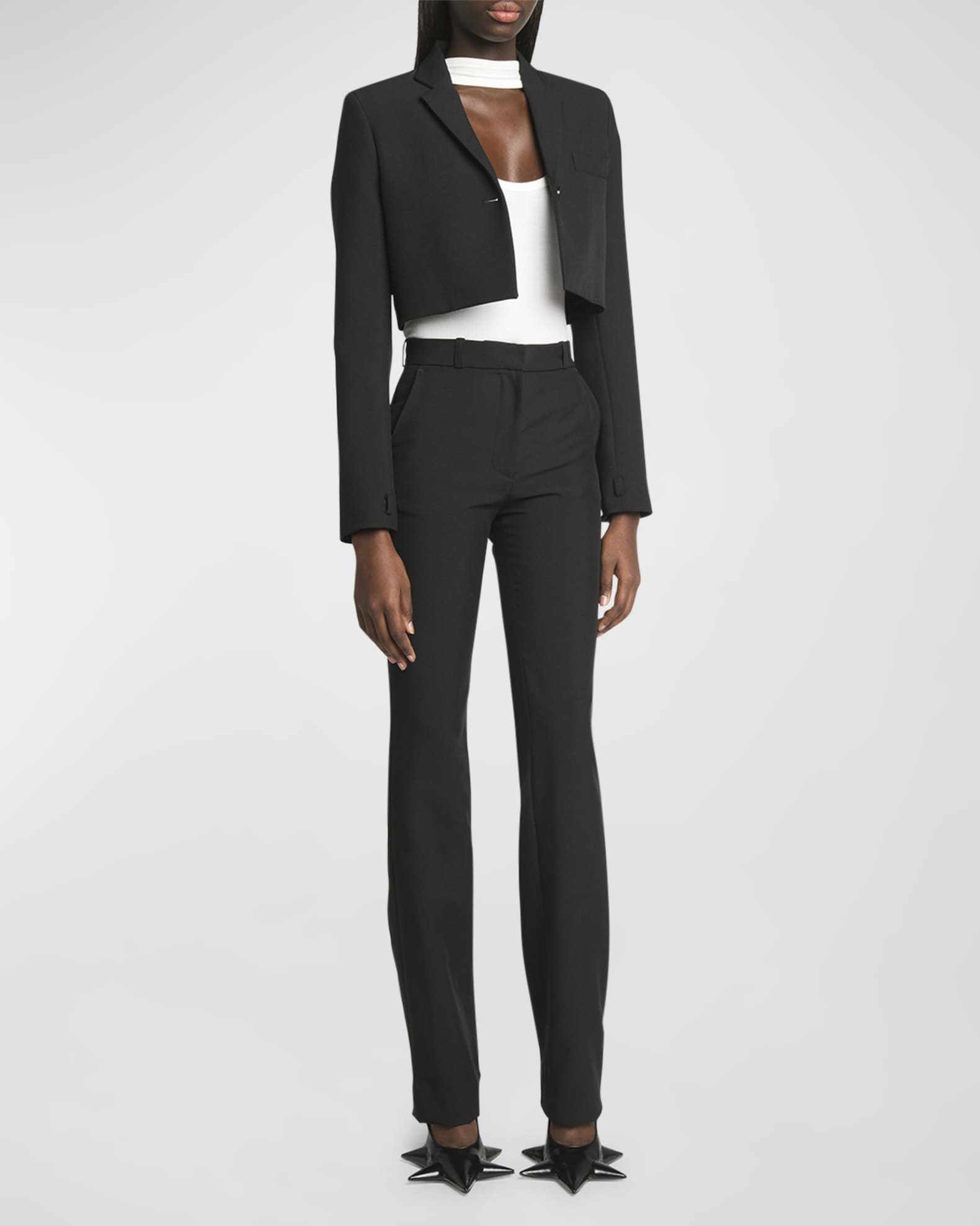 Coperni Single-Breasted Crop Tailored Jacket | Neiman Marcus