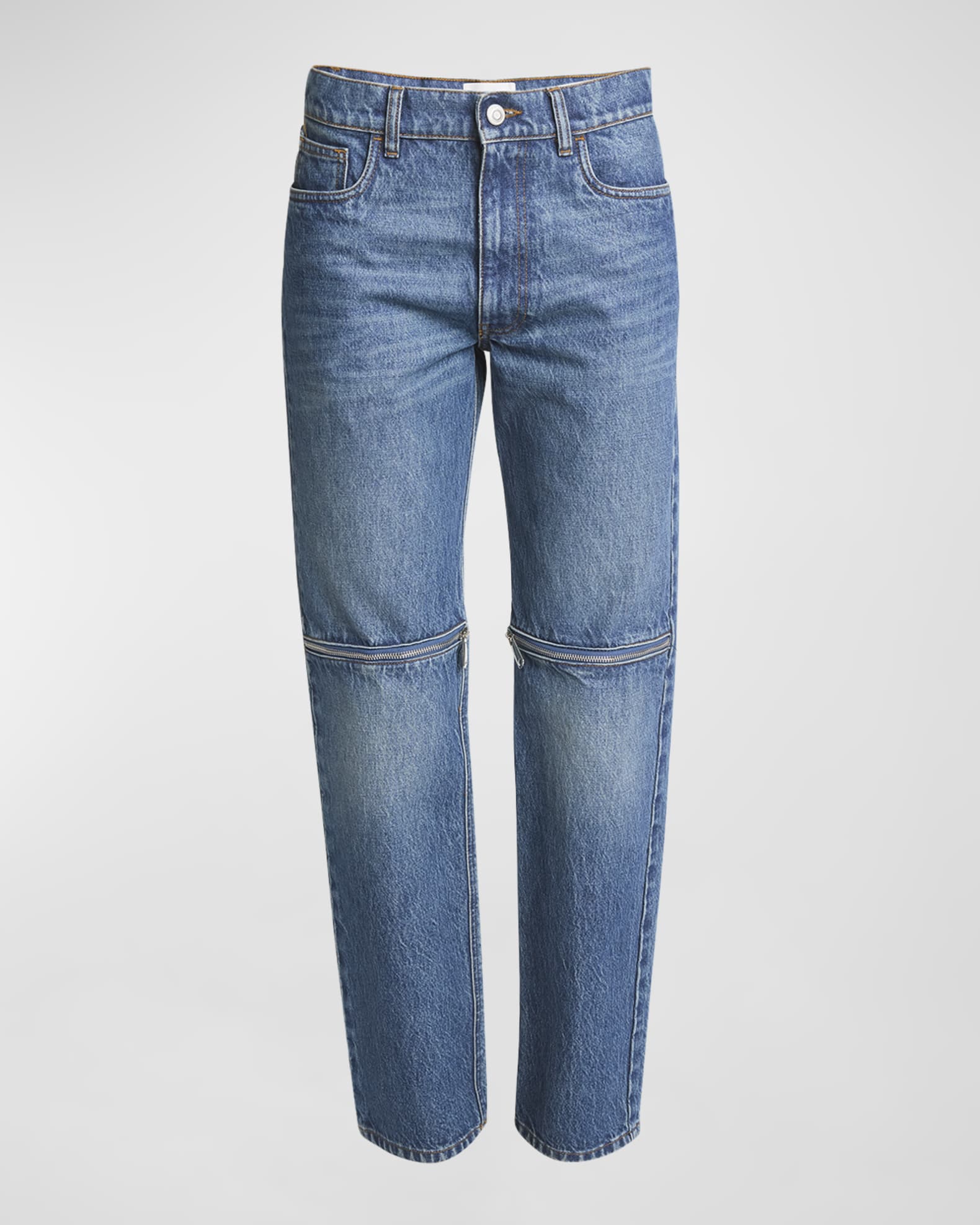 Coperni Knee-Zip Straight-Leg Denim Pants | Neiman Marcus