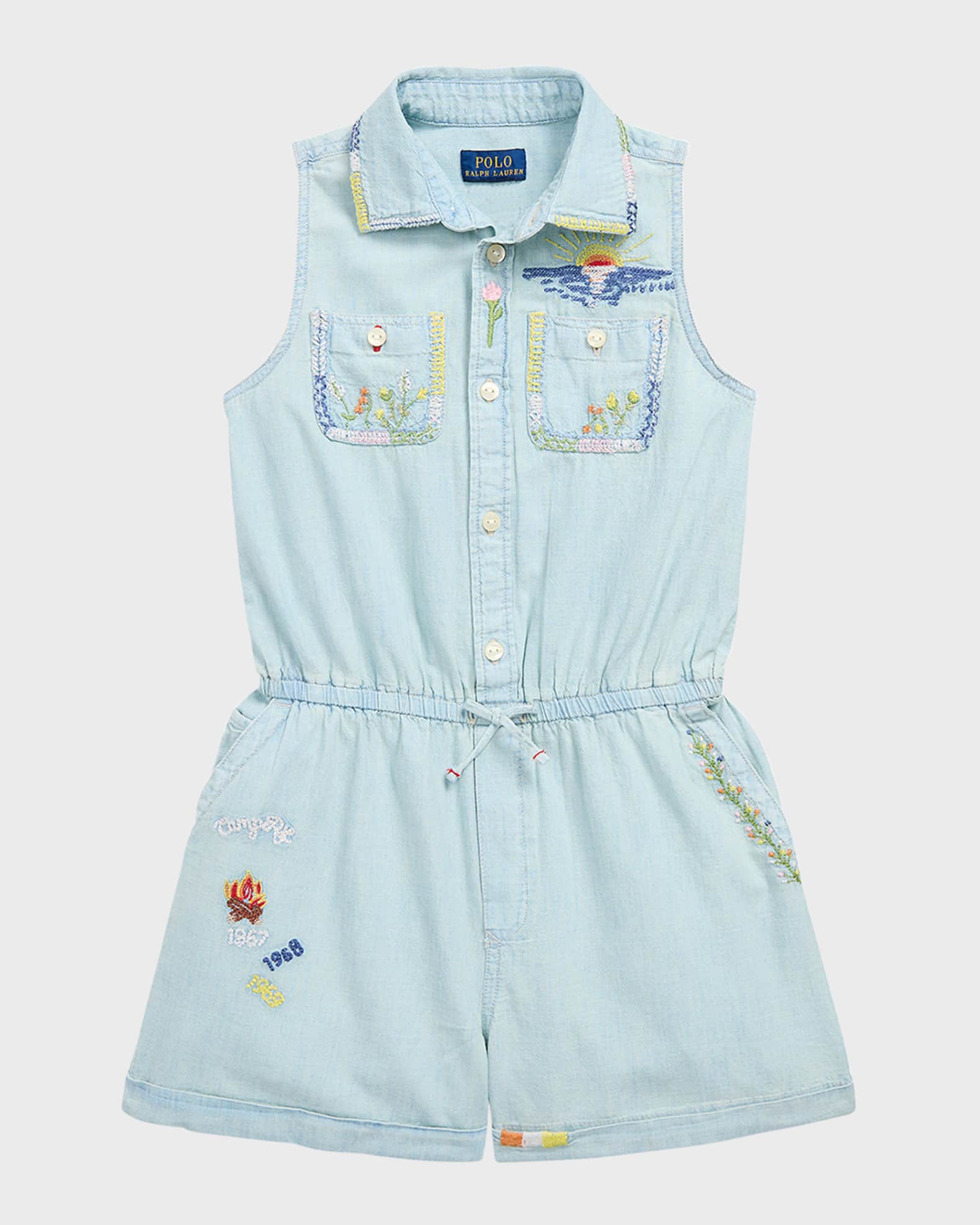Girl's Chambray Romper | Neiman Marcus