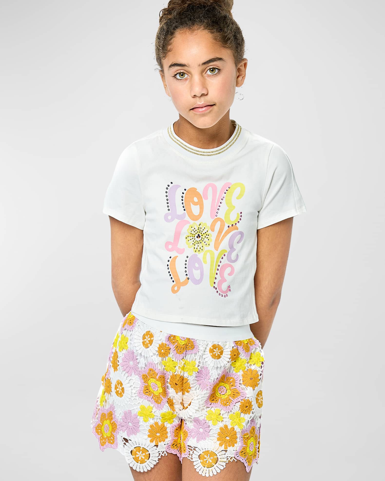 Girl's Short-Sleeve Love Crop Top | Neiman Marcus