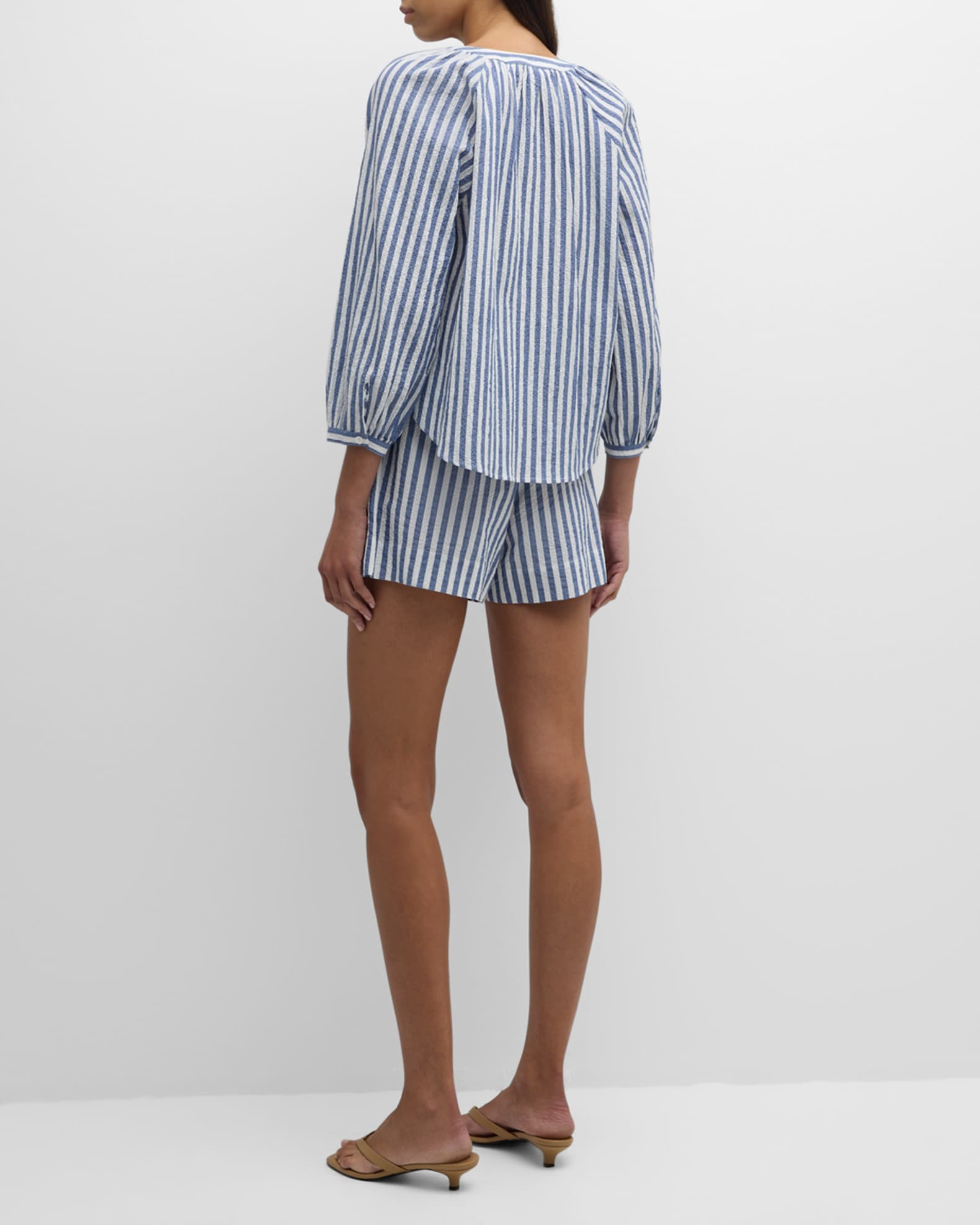 Veronica Beard Judith Striped Button-Front Top | Neiman Marcus