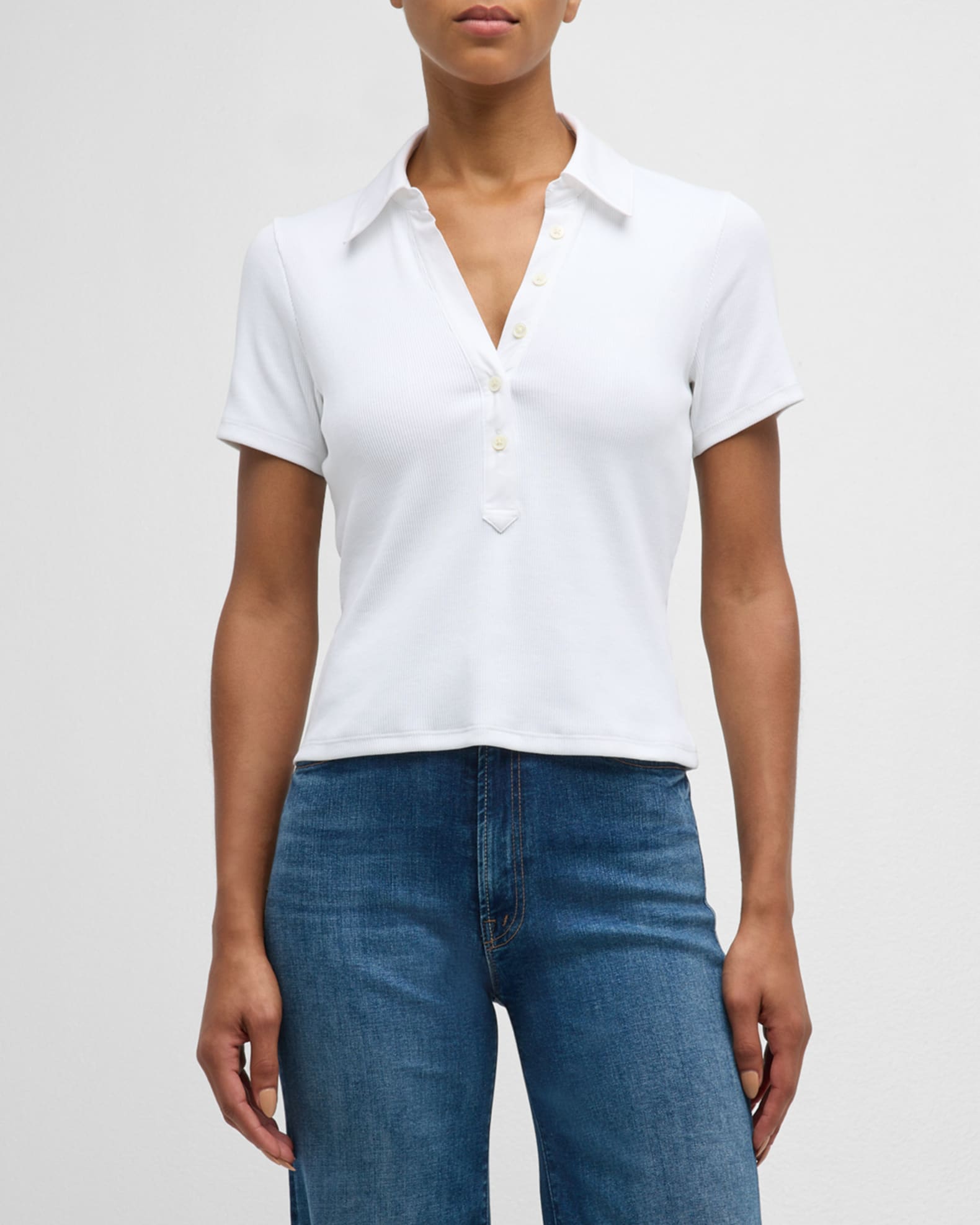 Veronica Beard Kearney Short-Sleeve Polo Top | Neiman Marcus